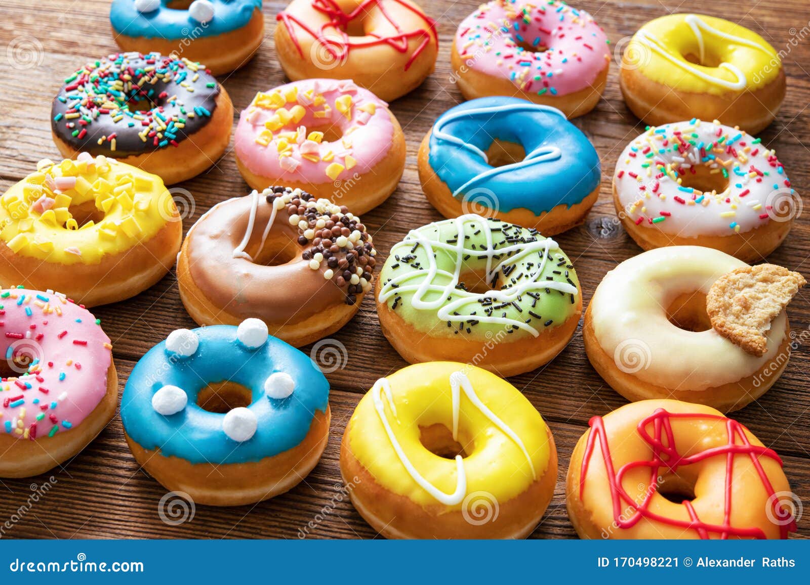 Various colorful donuts stock image. Image of birthday - 170498221