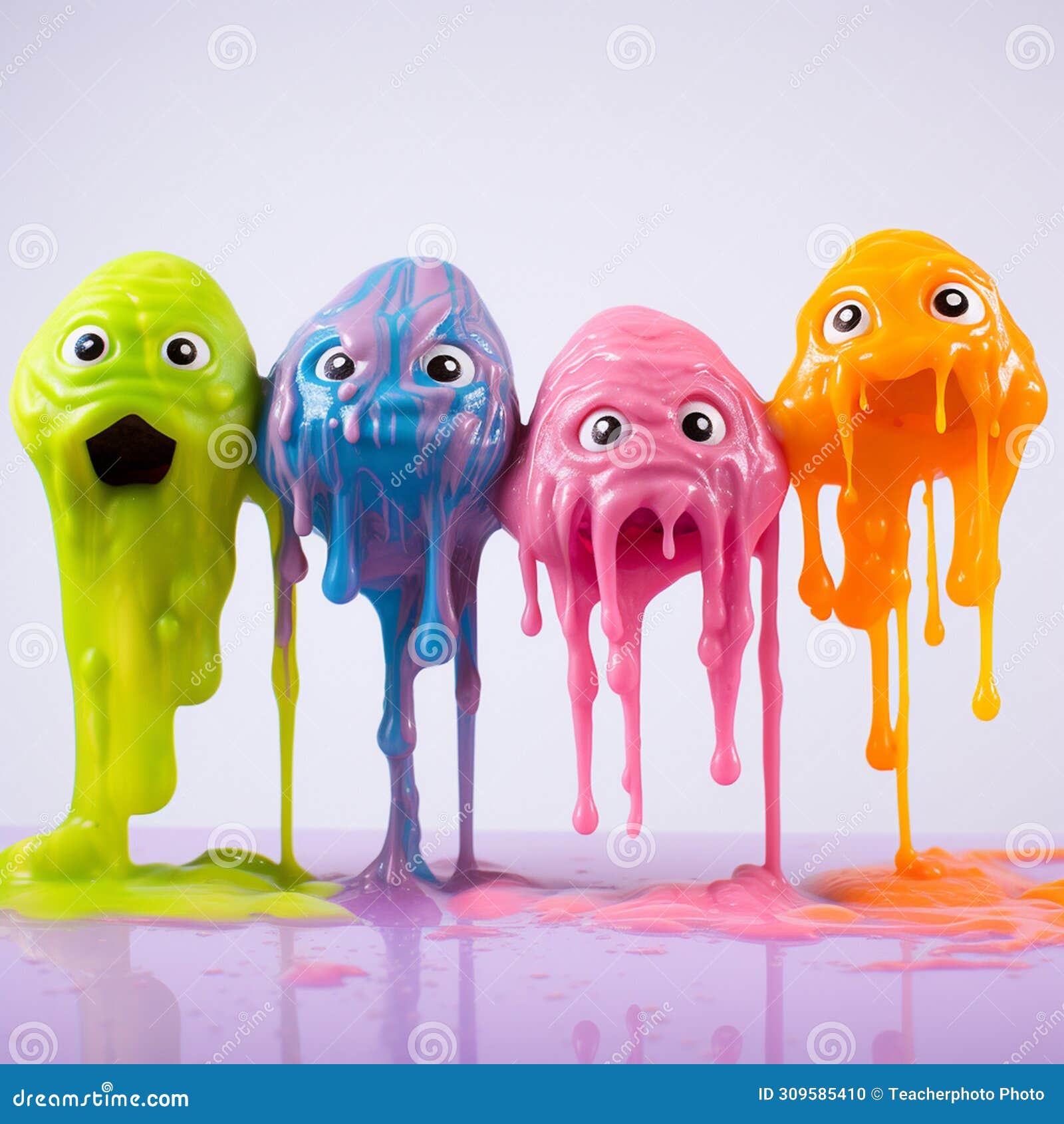 Various Colorful Dripped Slime Figures Forming Creative Shapes ...