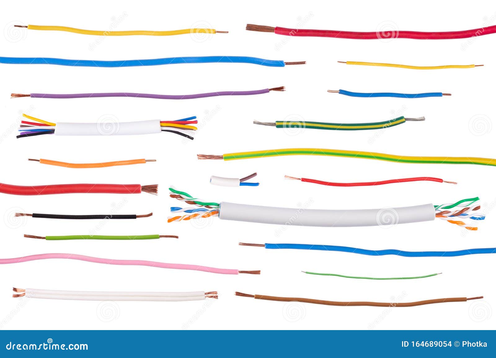 Electric Wires Isolated on White Background Stock Photo - Image of ...