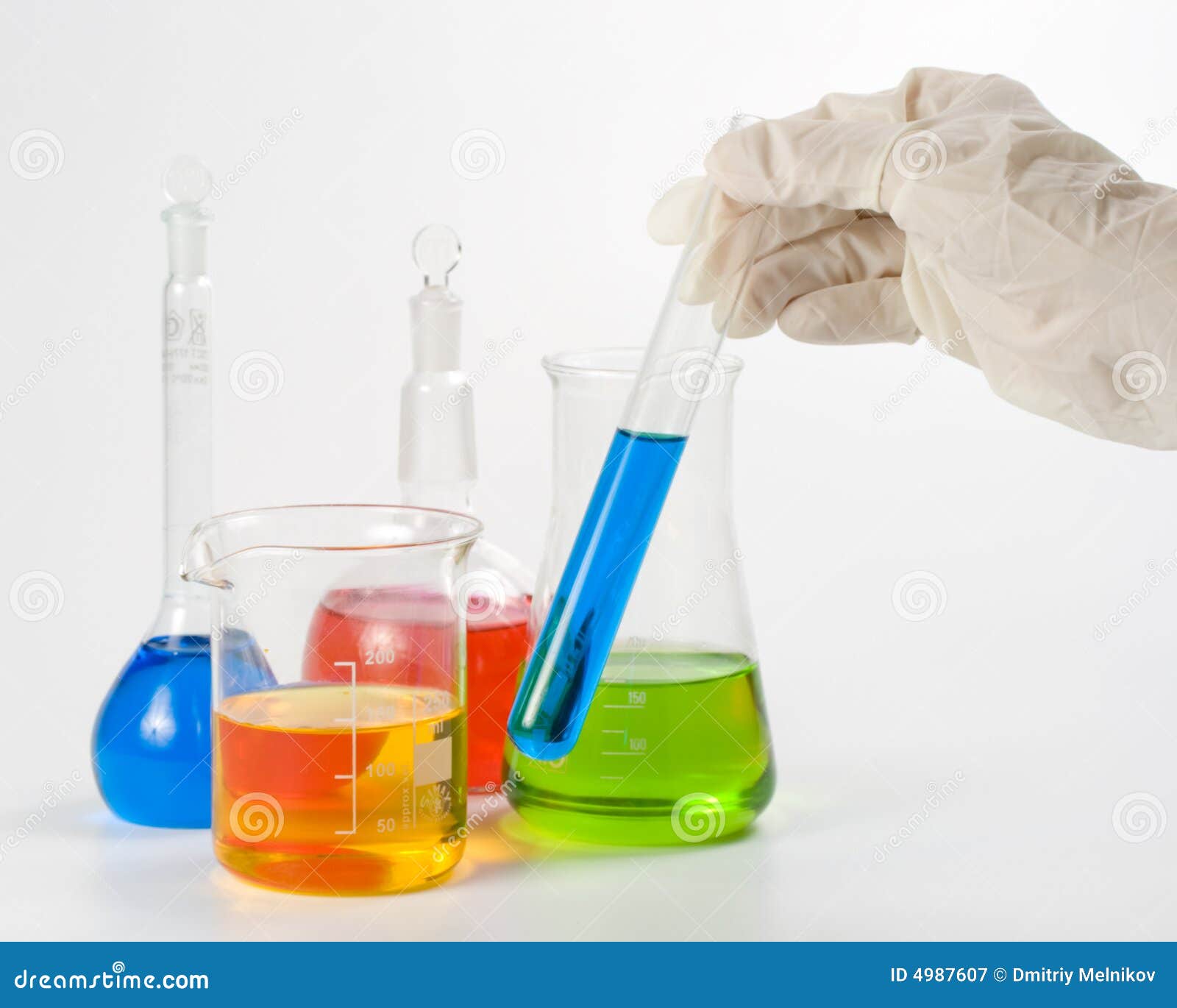 Various colorful flasks stock image. Image of measuring - 4987607