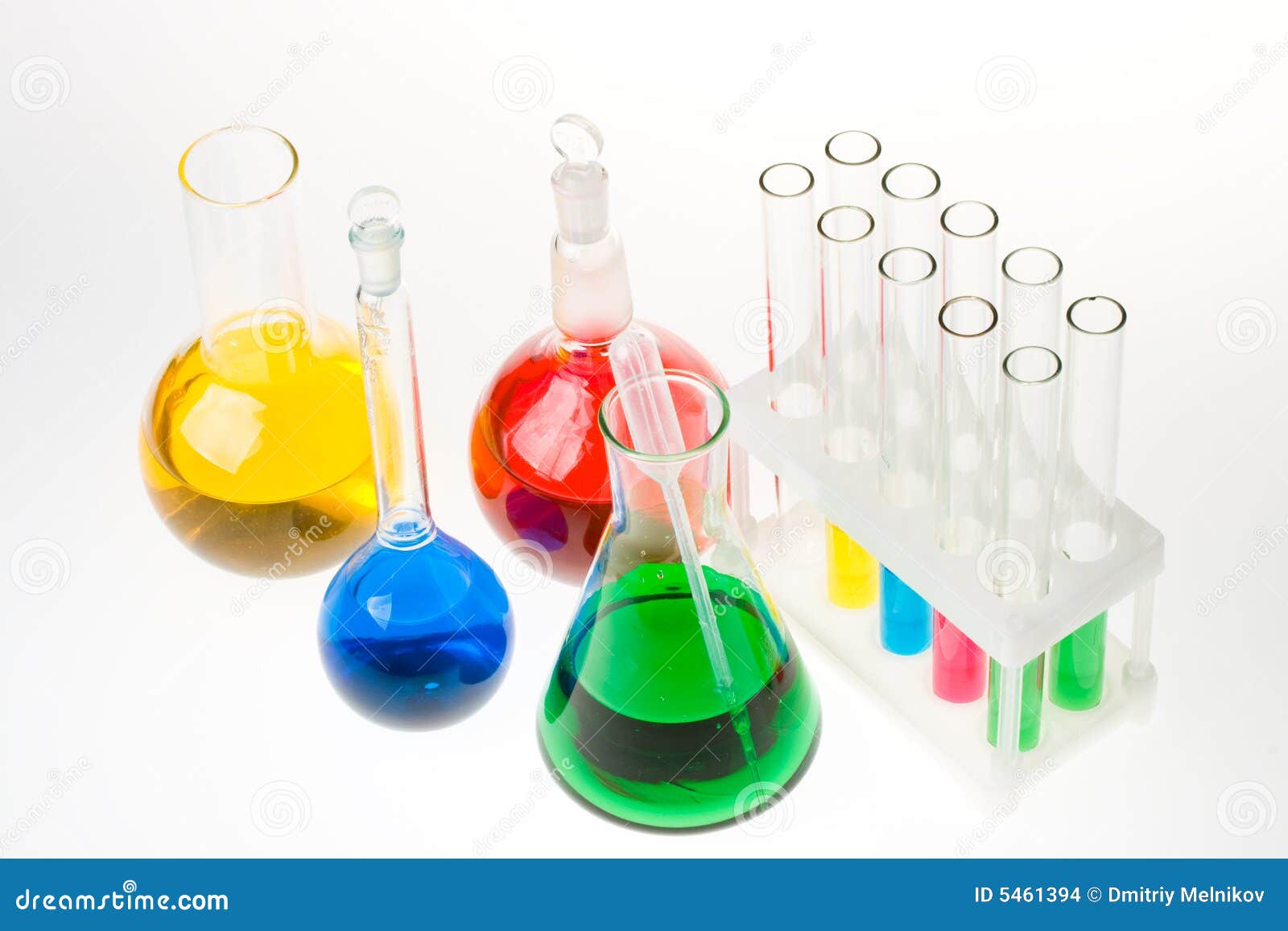 Various colorful flasks stock photo. Image of biotechnology - 5461394