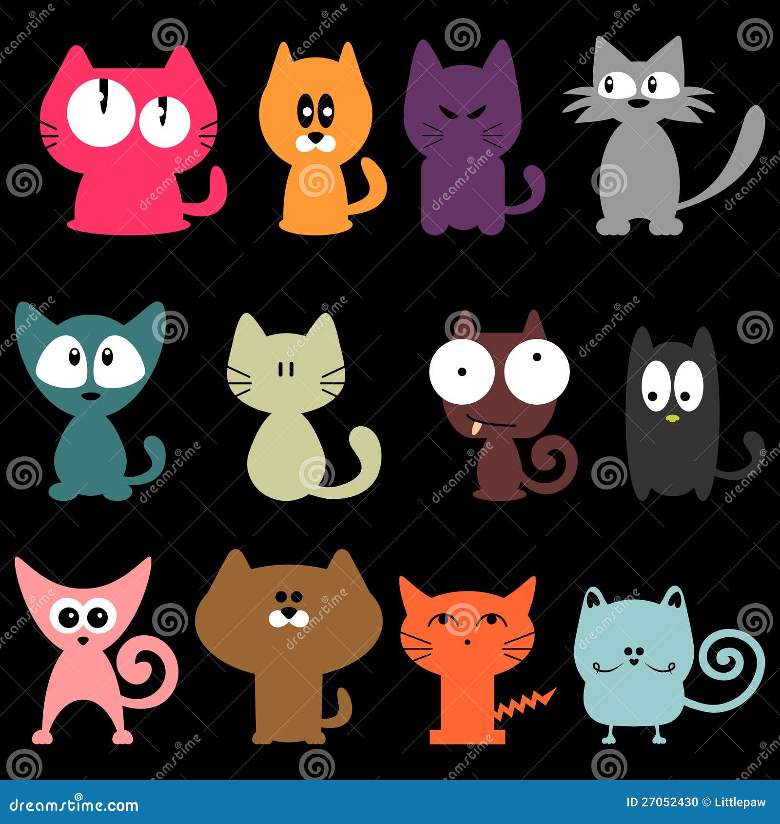 Various Colorful Funny Cats Stock Vector - Illustration of scrapbook ...