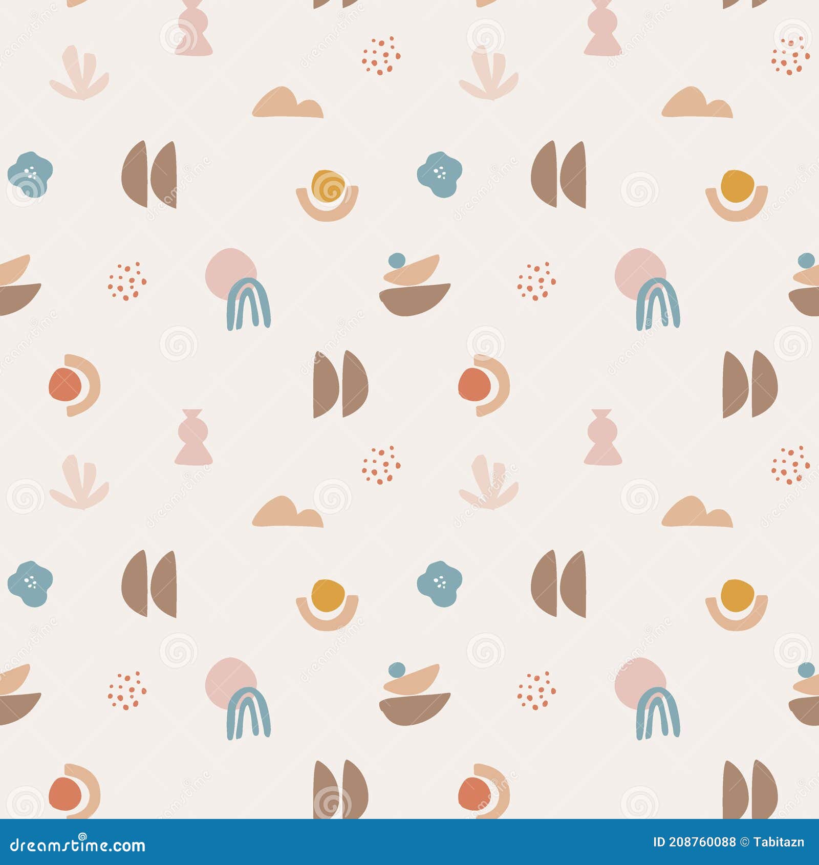 Various Colorful Geometric Objects. Seamless Pattern. Abstract Hand ...