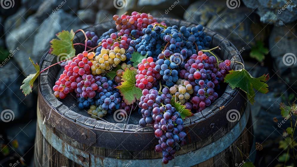 Various colorful grapes stock illustration. Illustration of detail ...