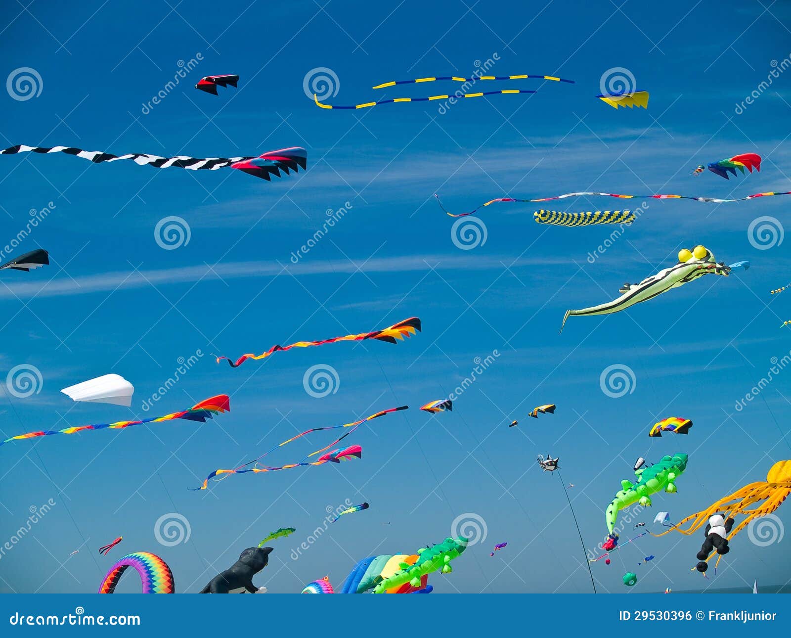 Various Colorful Kites Flying Stock Photo - Image of colorful, grass ...