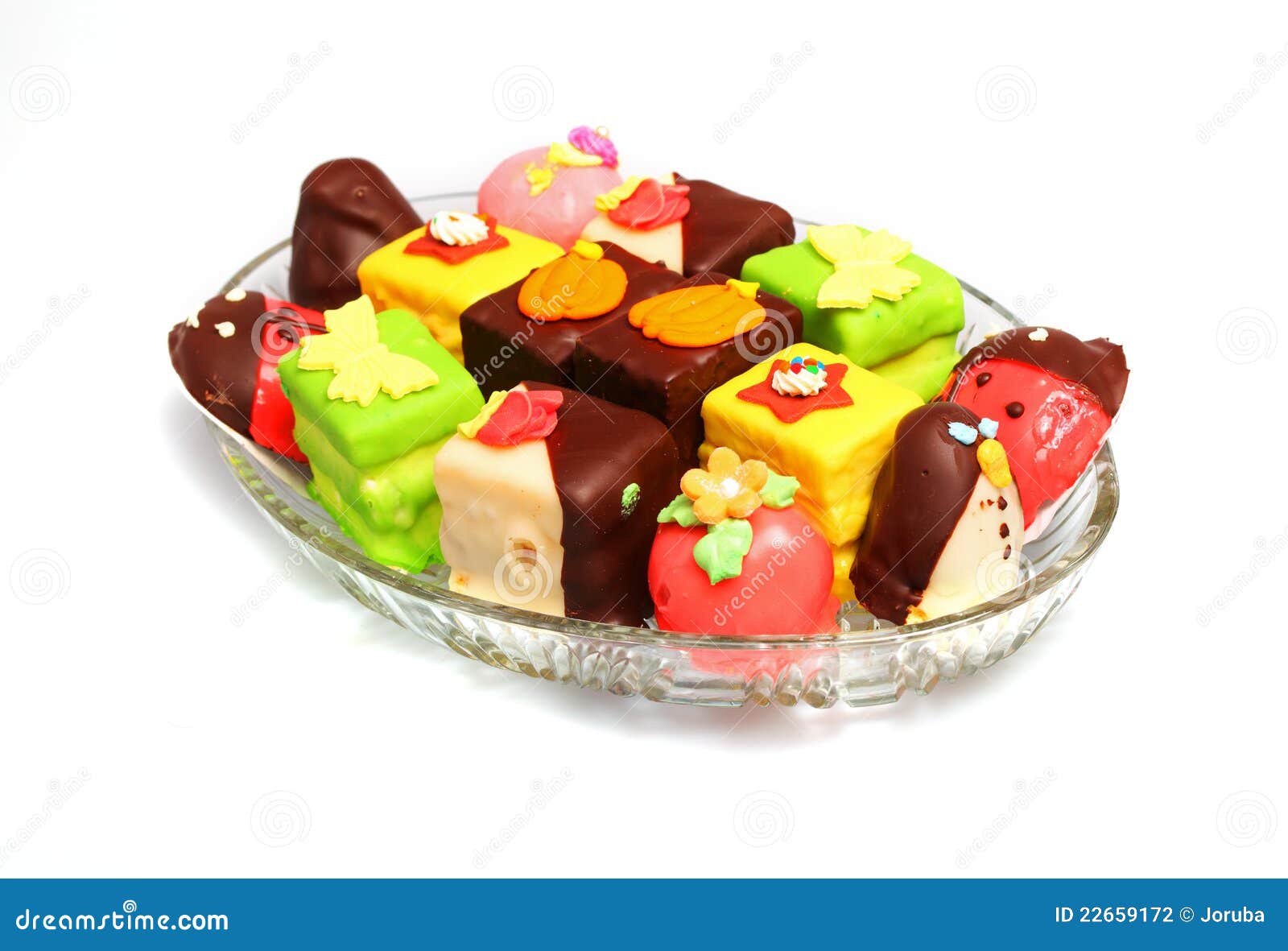 Various Colorful Marzipan Cakes Stock Photo - Image of meal, dining ...