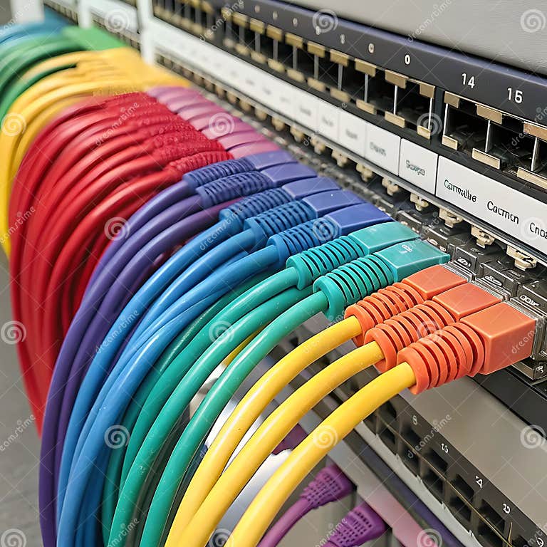 Various Colorful Network LAN Cables Represent Different Data ...