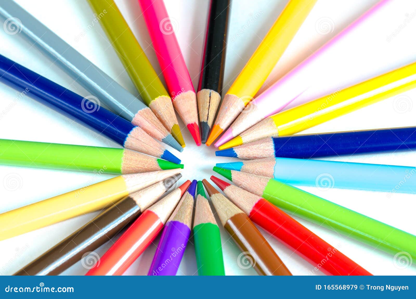 Various Colorful Pencils in Circle Pattern on White Stock Image - Image ...