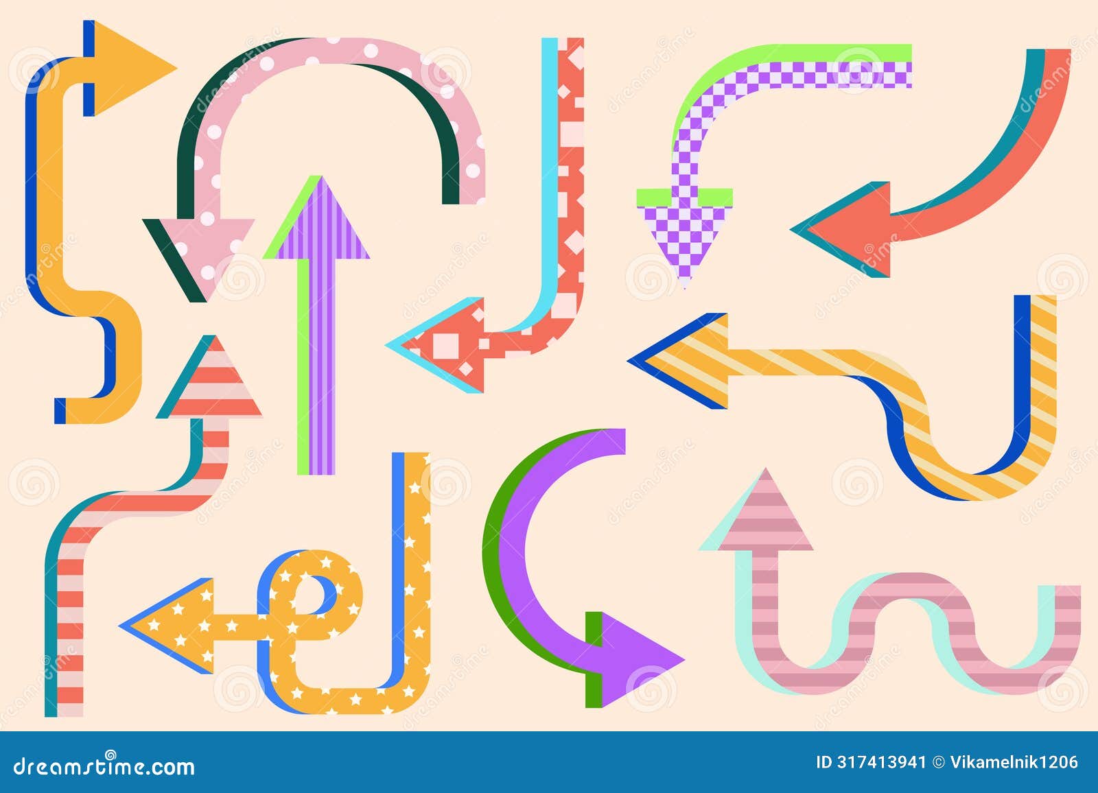Various Colorful Playful Arrow Set Stock Illustration - Illustration of ...