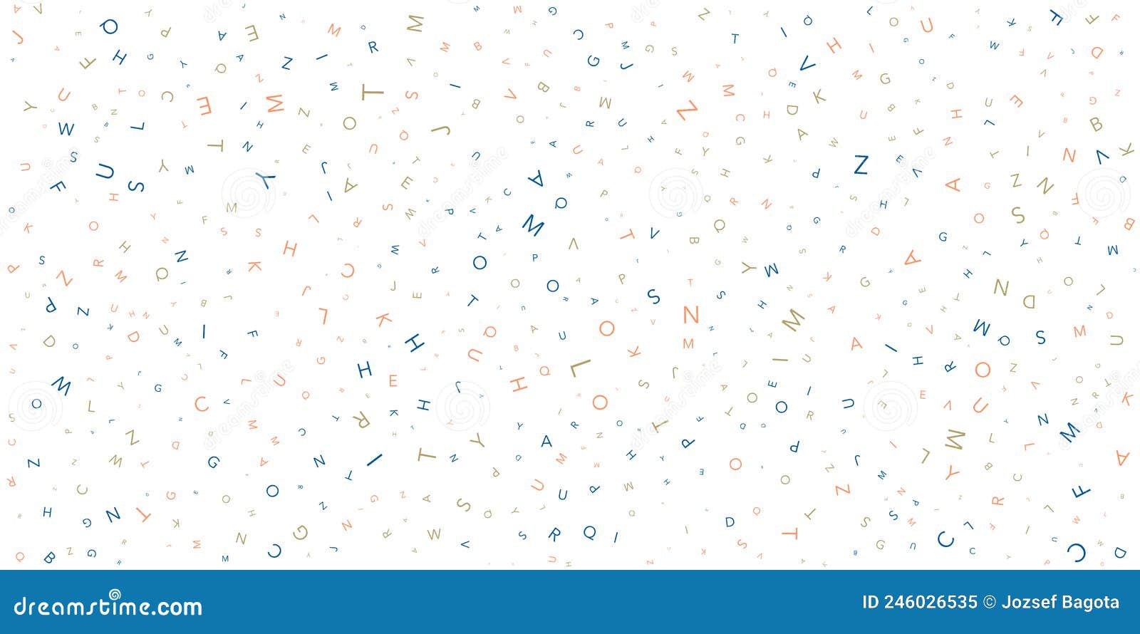 Various Colorful Random Randomly Placed, Sized and Oriented Letters ...