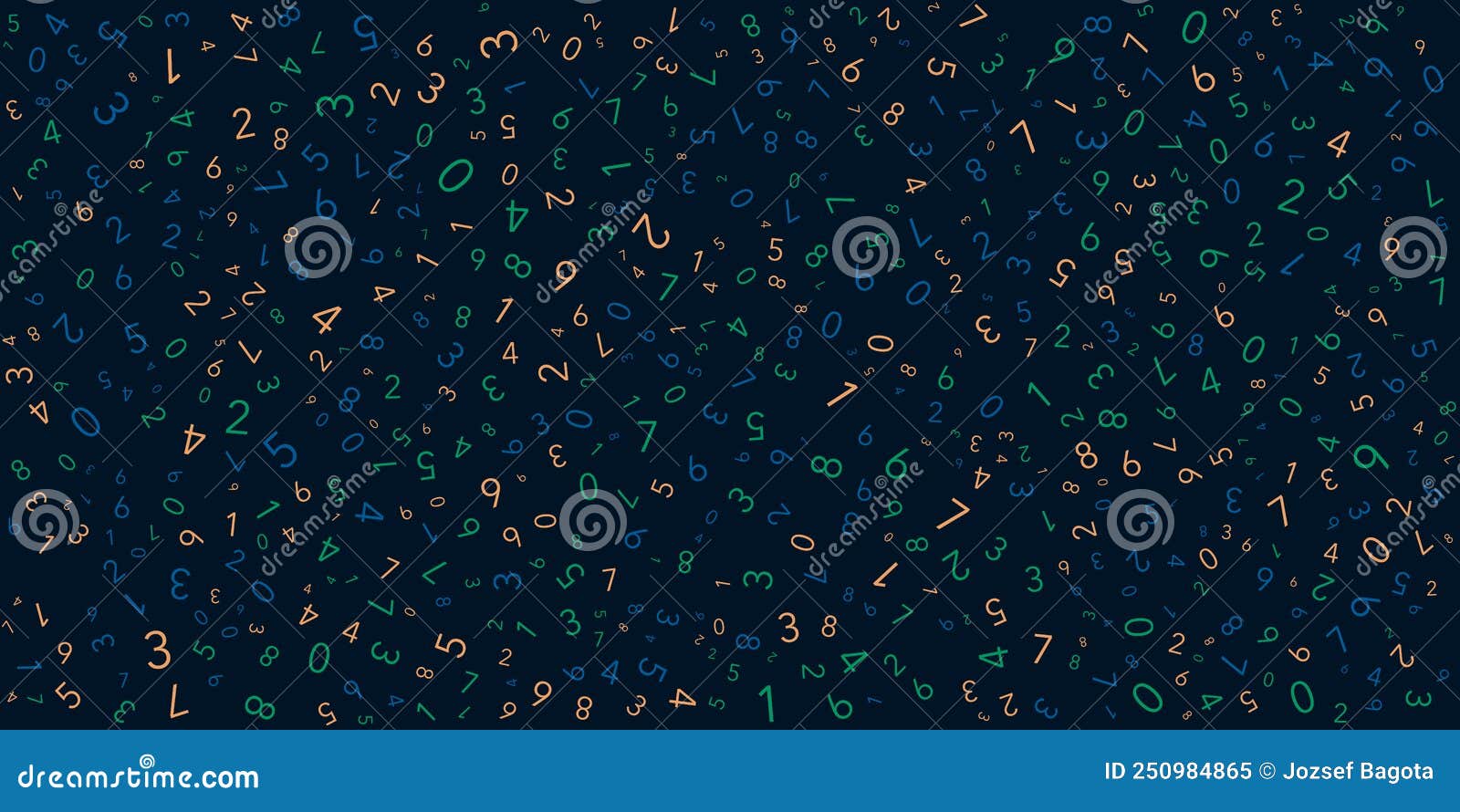 Various Colorful Randomly Placed, Sized and Oriented Numbers Patterned ...