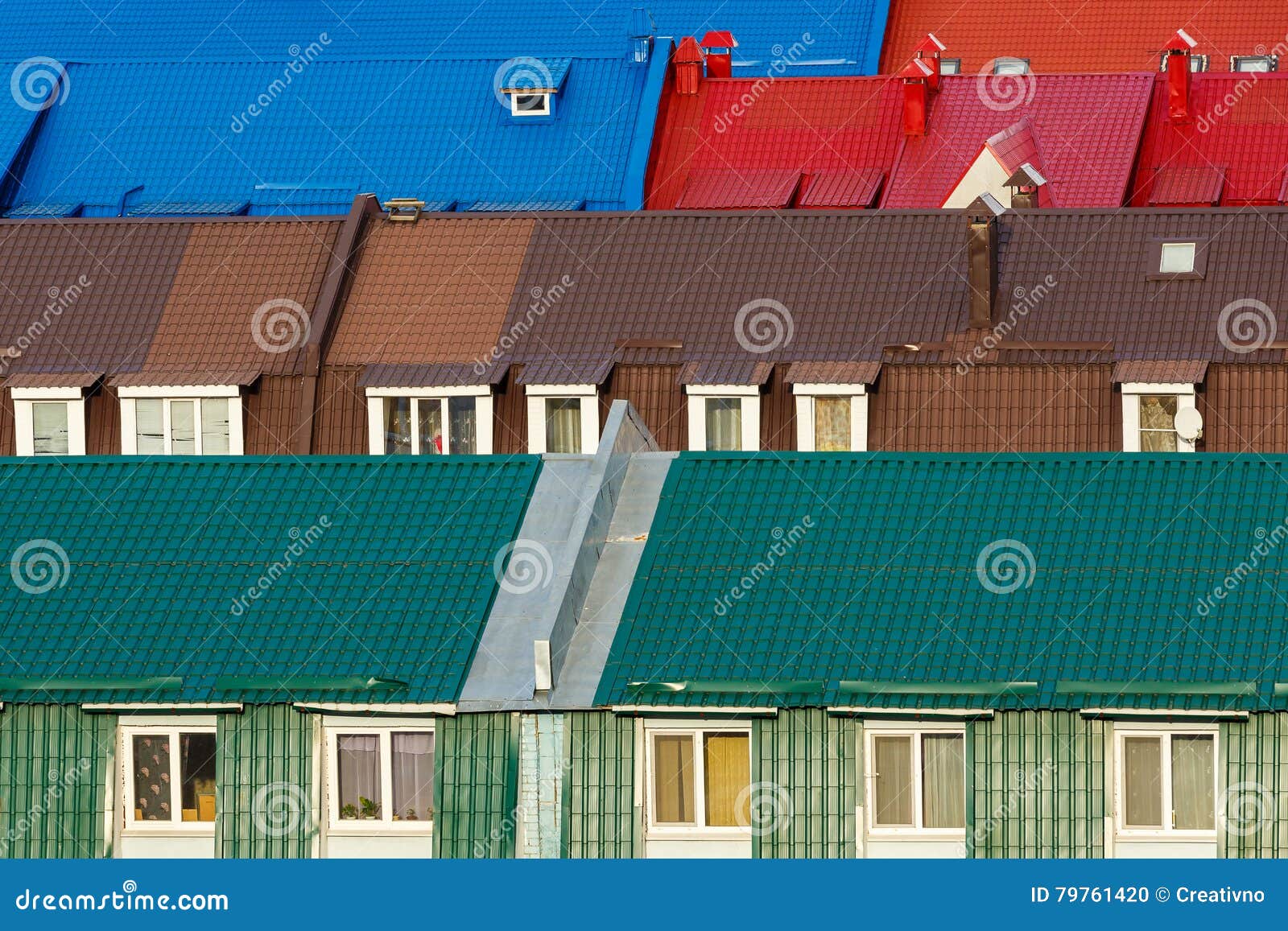 Various colorful roofs stock photo. Image of home, urban - 79761420