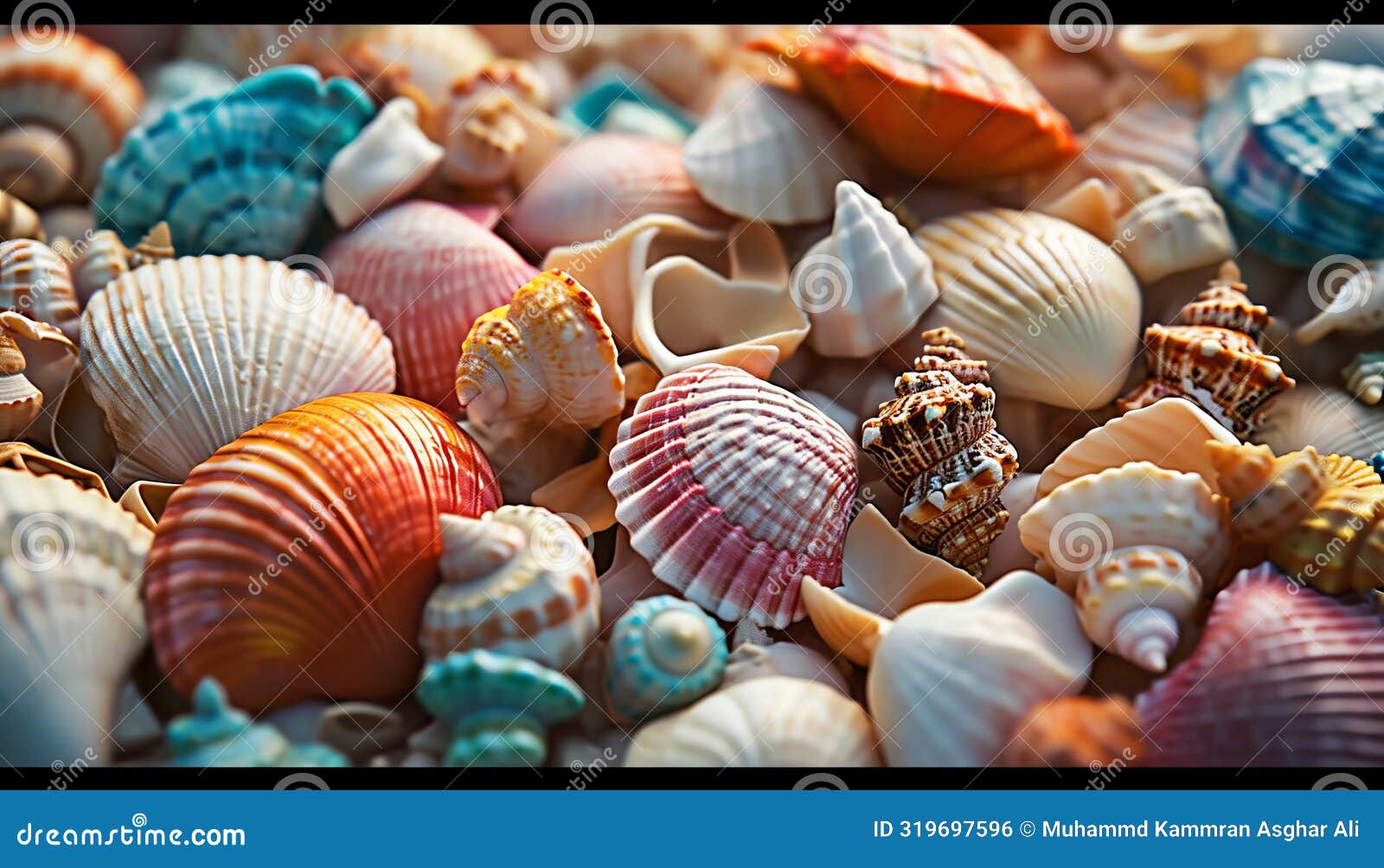 Various Colorful Seashell Background, Generative Ai Stock Illustration ...