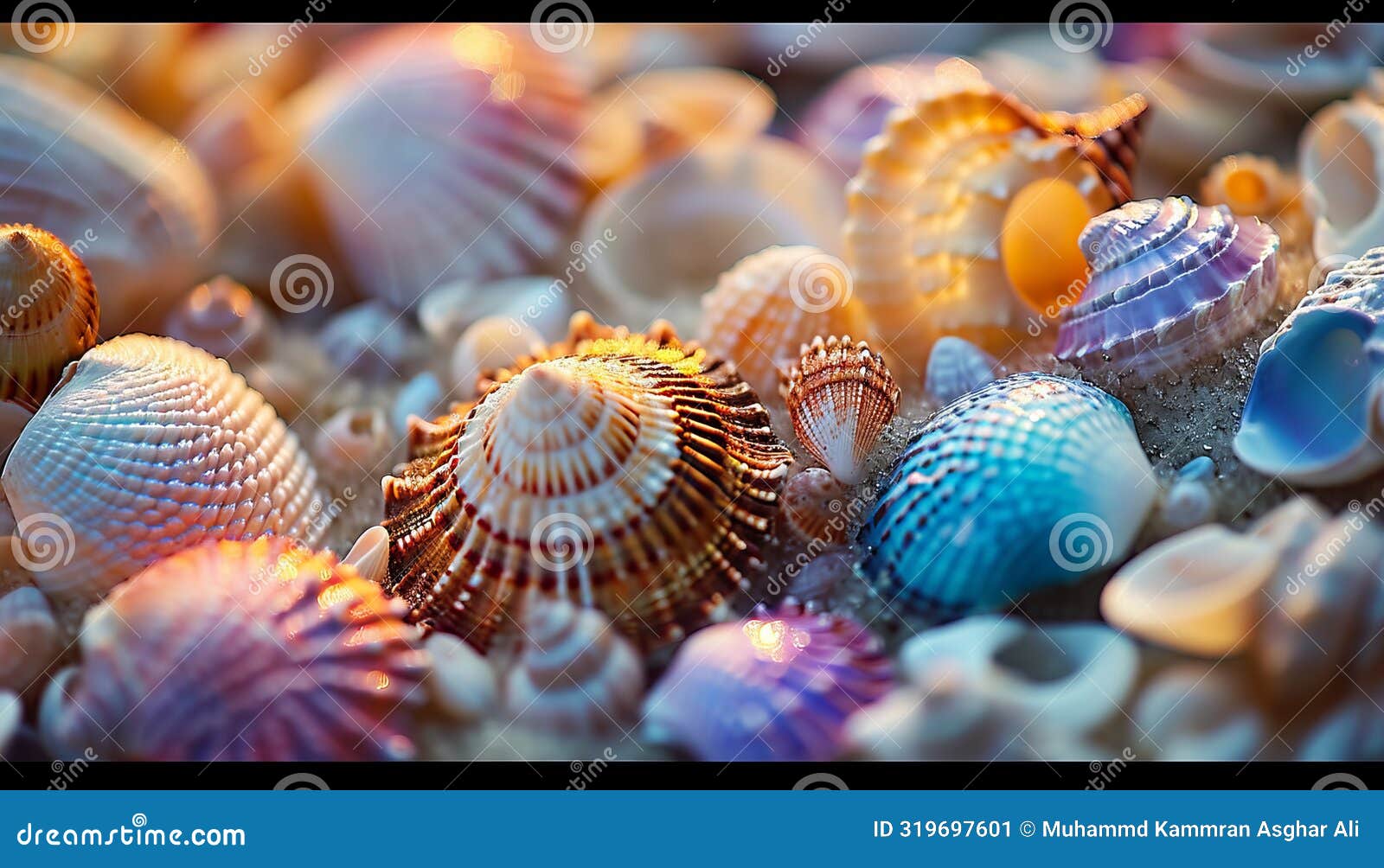 Various Colorful Seashell Background, Generative Ai Stock Illustration ...