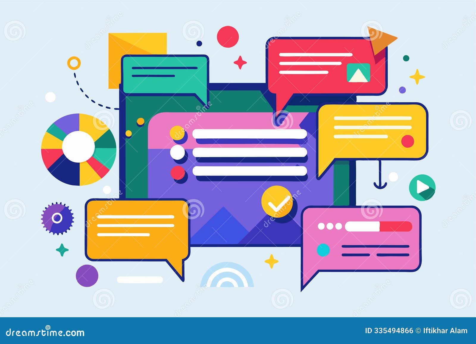 Various Colorful Speech Bubbles and Icons Illustrate Customizable ...