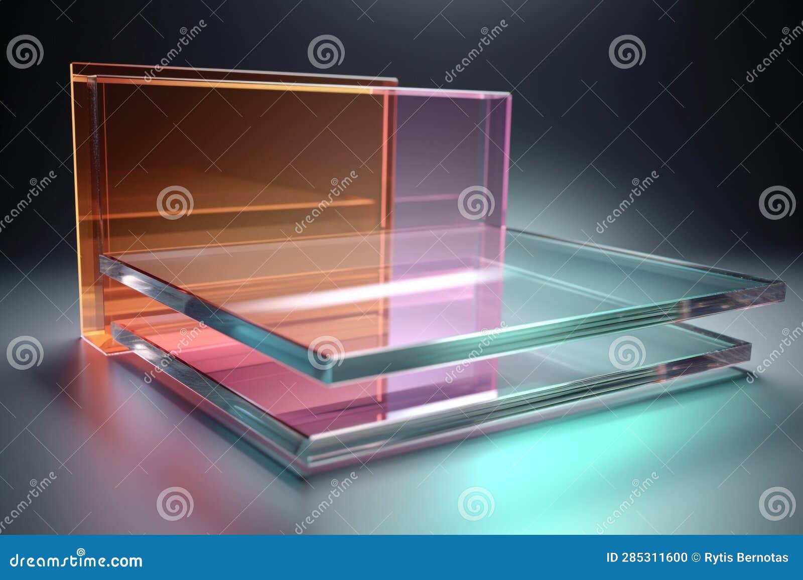 Transparent Glass Plates With Light Diffraction Of Spectrum Colors ...
