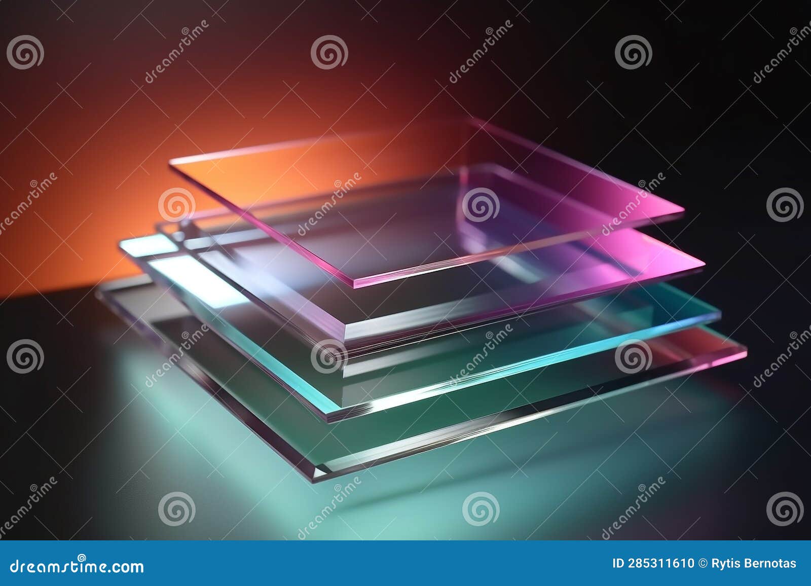 Transparent Glass Plates with Light Diffraction of Spectrum Colors ...