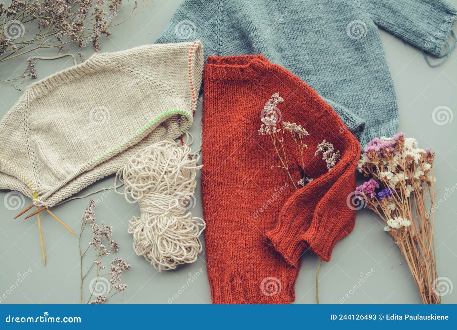 Various Colors and Sizes Handmade Baby Sweaters, Two Items Done and One ...