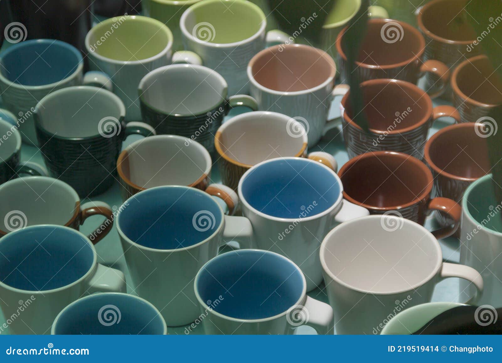 Various Colors of Ceramic Coffee Mugs a Pattern Stock Photo - Image of ...
