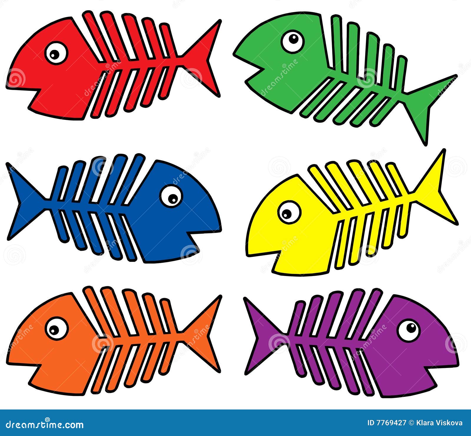 Various colors fishbones stock vector. Illustration of shape - 7769427