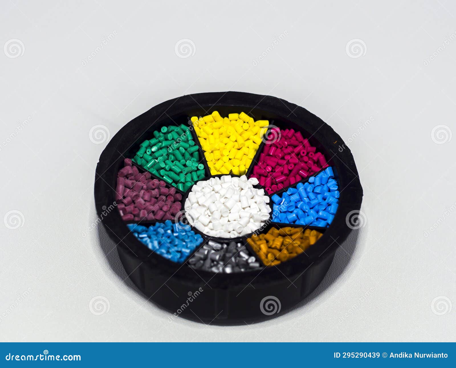 Various Colors of Masterbatch Granules in Black Palette Stock Image ...