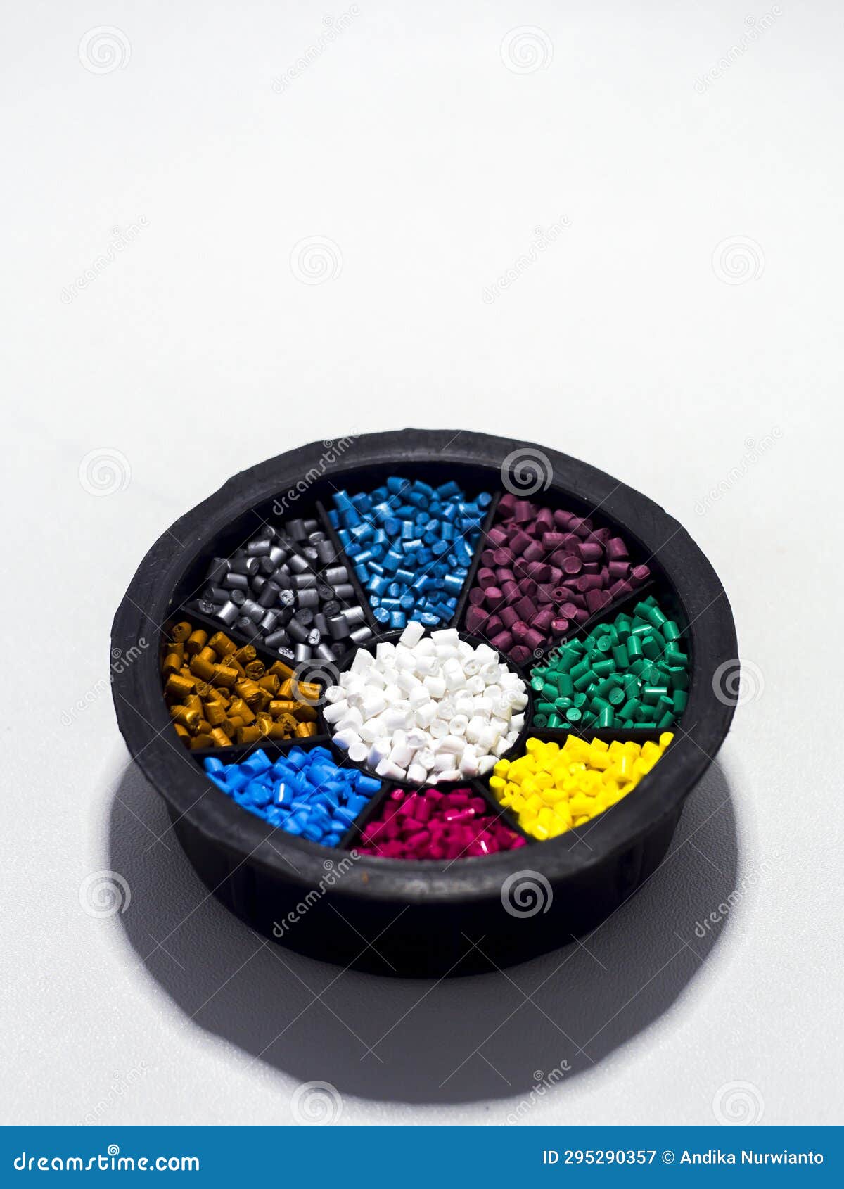 Various Colors of Masterbatch Granules in Black Palette Stock Image ...