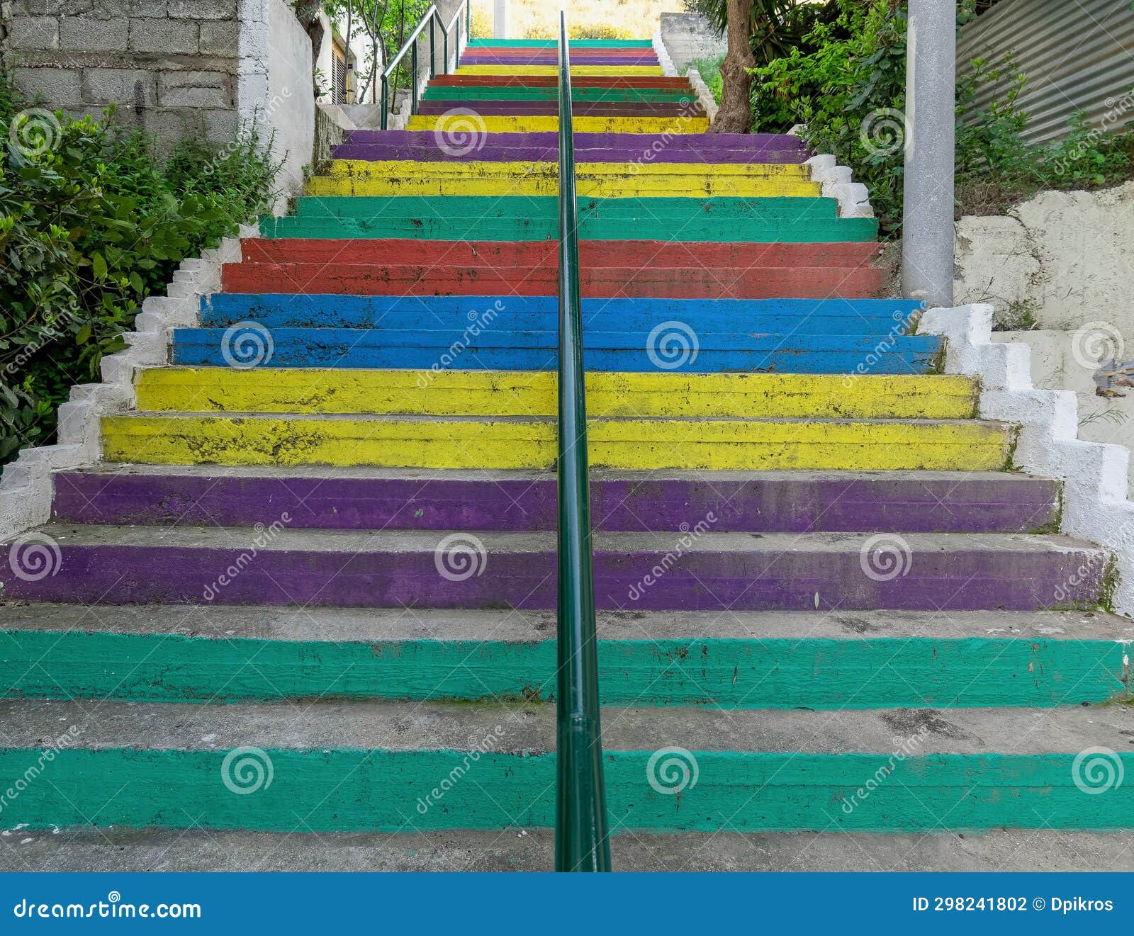 Various Colors Painted Concrete Stairs Pattern. Stock Photo - Image of ...