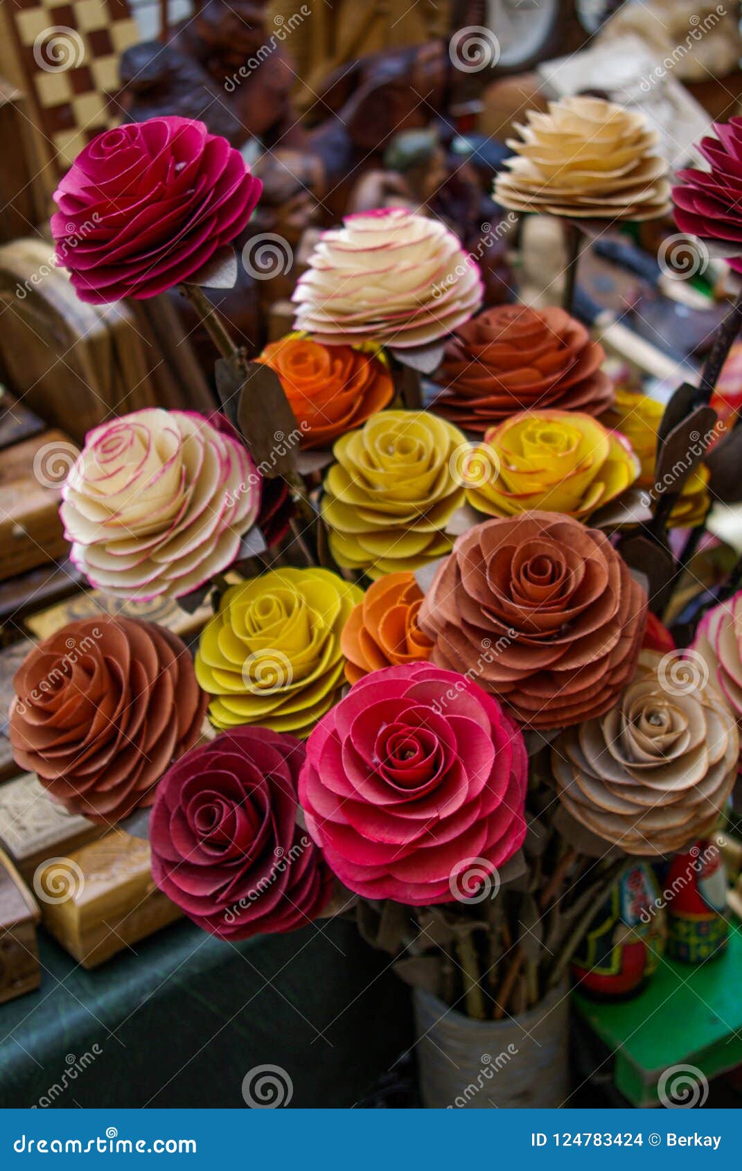 Various Colors of Roses Made of Wood Stock Photo - Image of roses ...