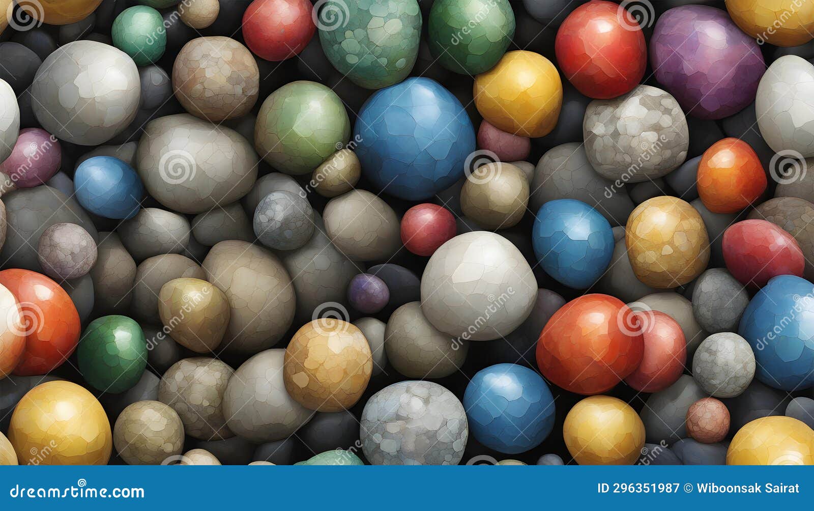 Illustration of Various Colors Pebbles Background. AI Generative. Stock ...