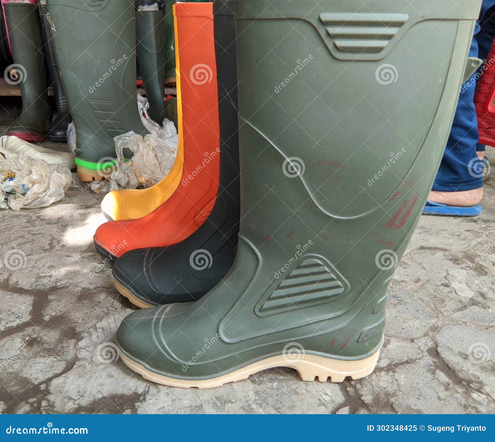 Various Colors of Safety Boots Made from Rubber and Water Proff Stock ...