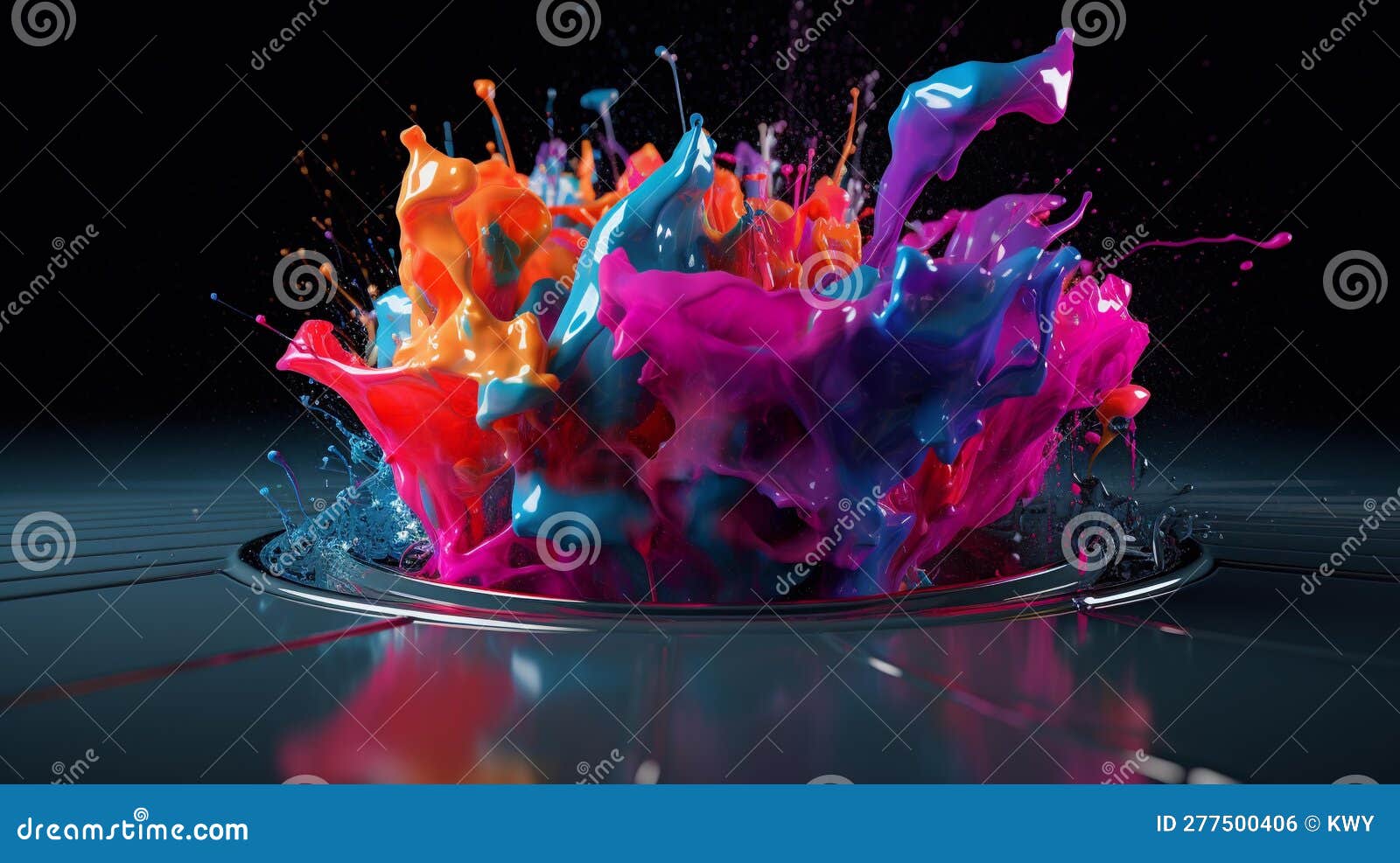 3d Render of Various Colors Splashing Generative Ai Stock Illustration ...