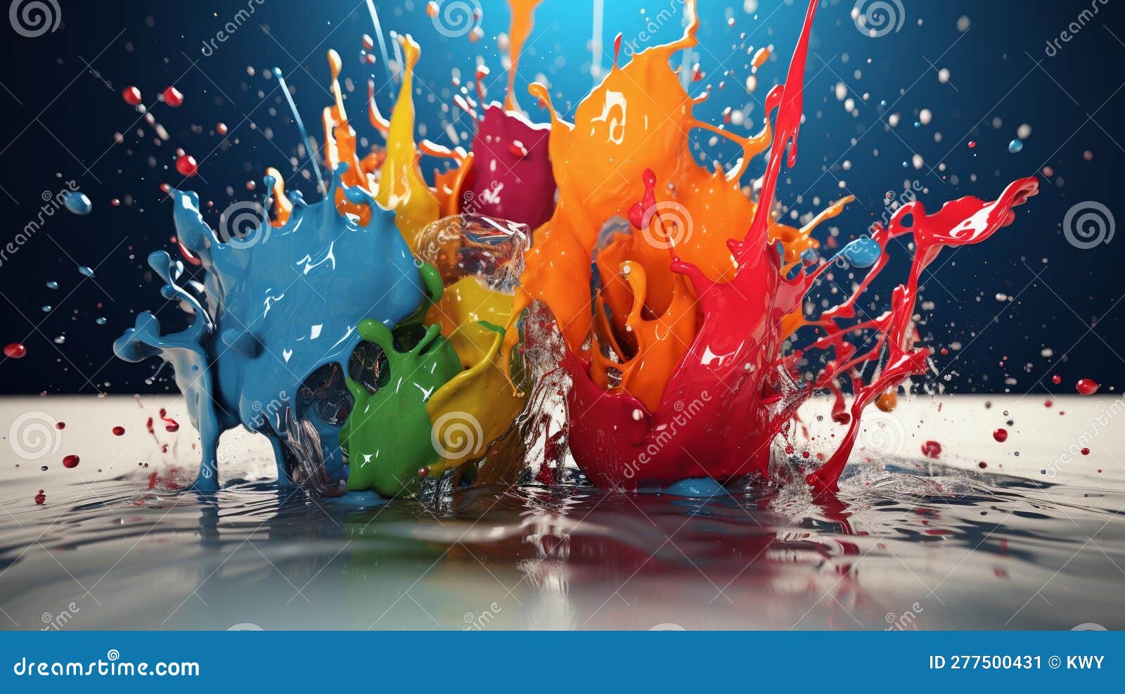 3d Render of Various Colors Splashing Generative Ai Stock Illustration ...