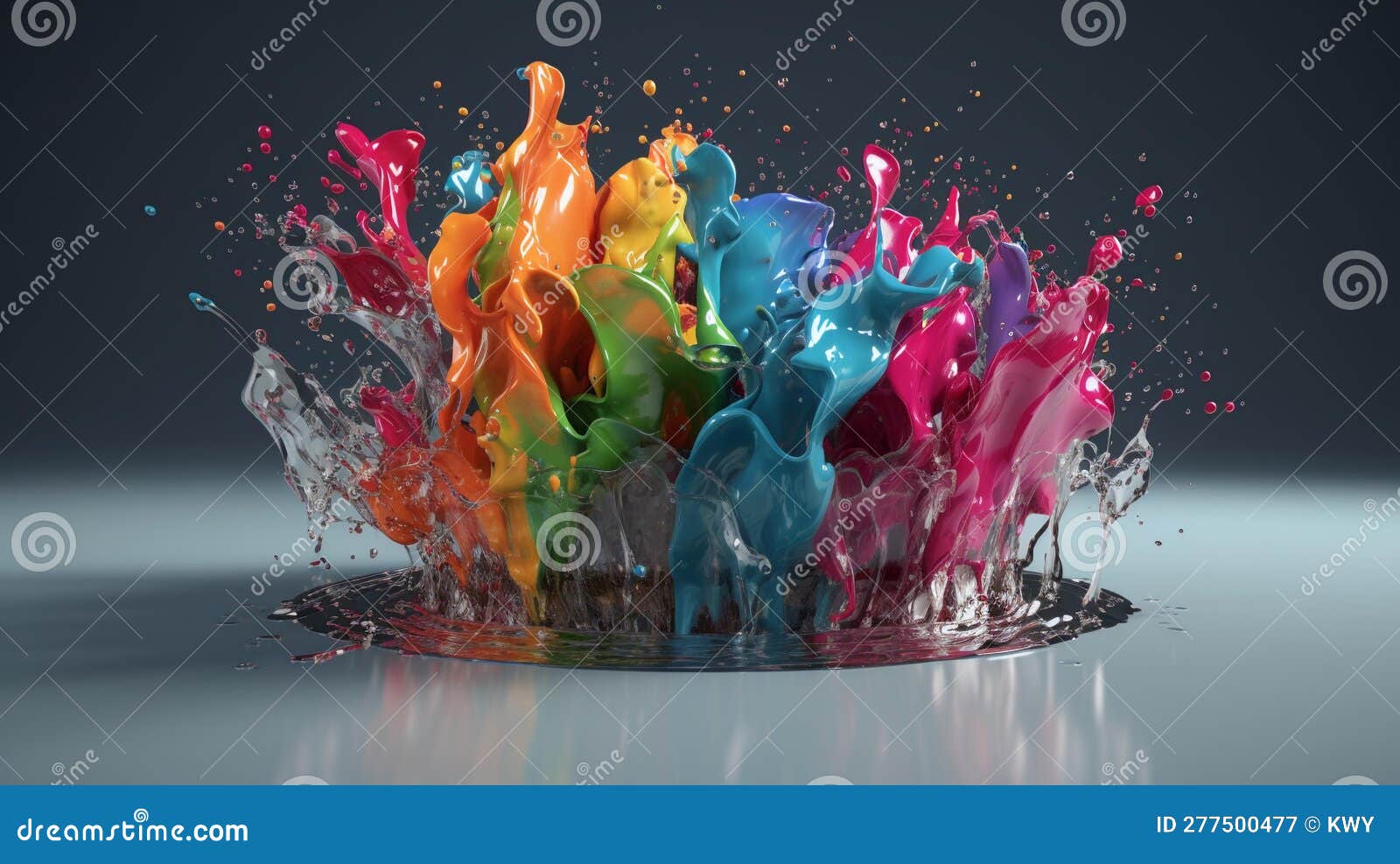 3d Render of Various Colors Splashing Generative Ai Stock Illustration ...