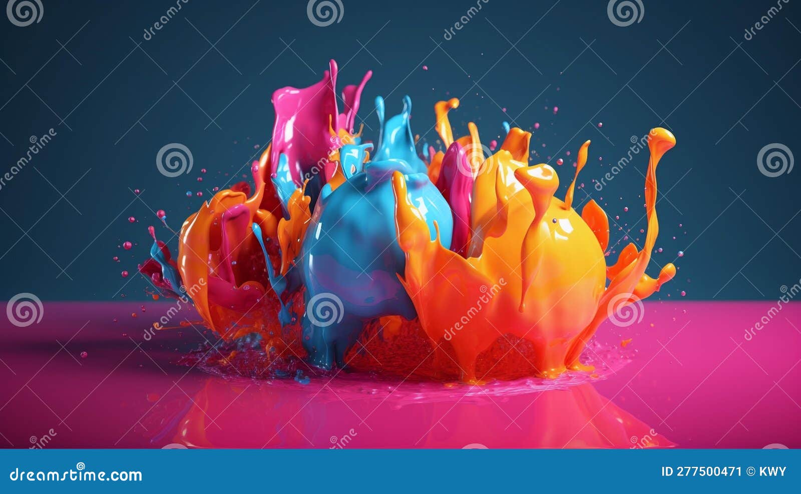 3d Render of Various Colors Splashing Generative Ai Stock Illustration ...