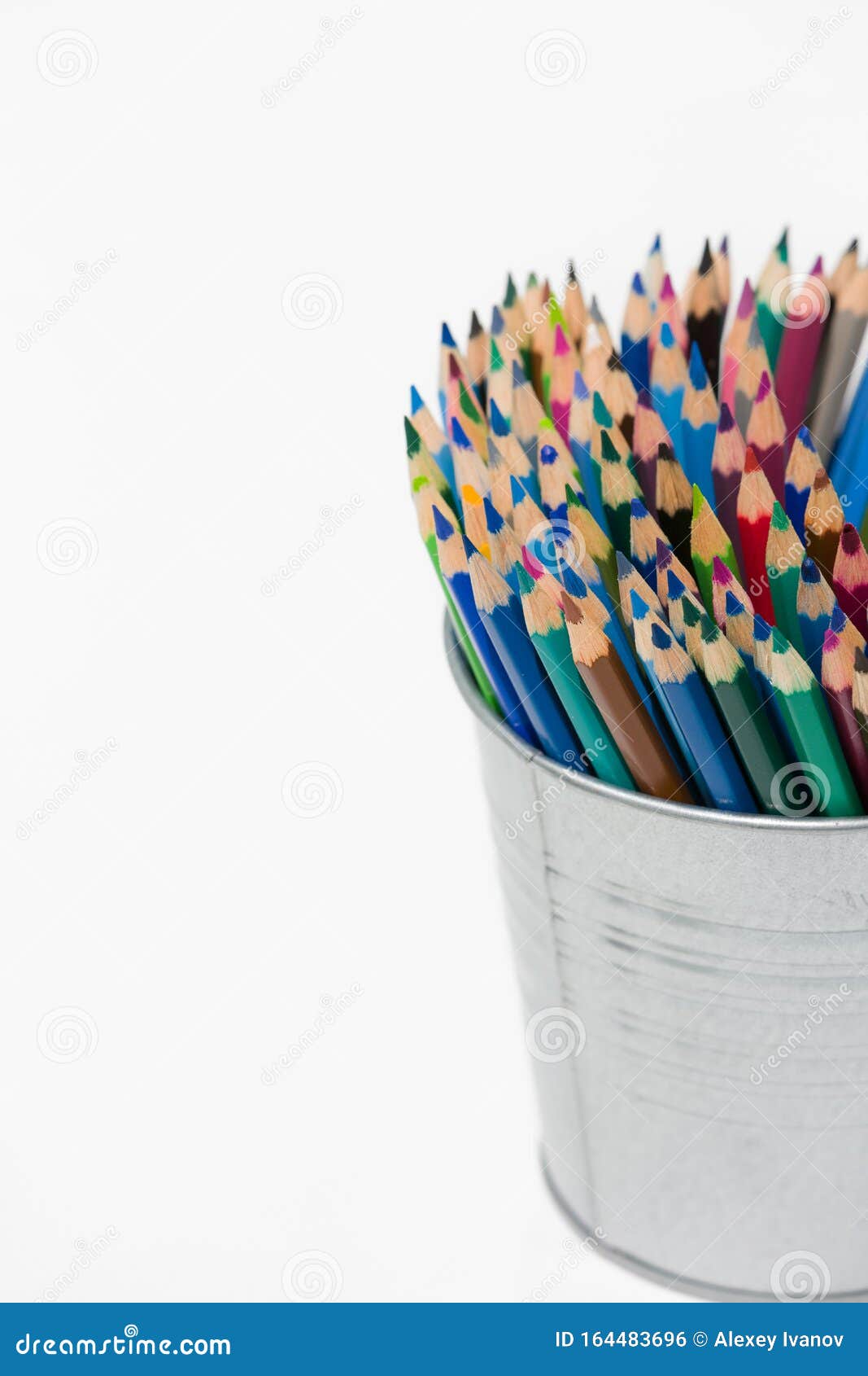 Various Colour Pencils Organized in a Can. Stack of Colored Pencils in ...