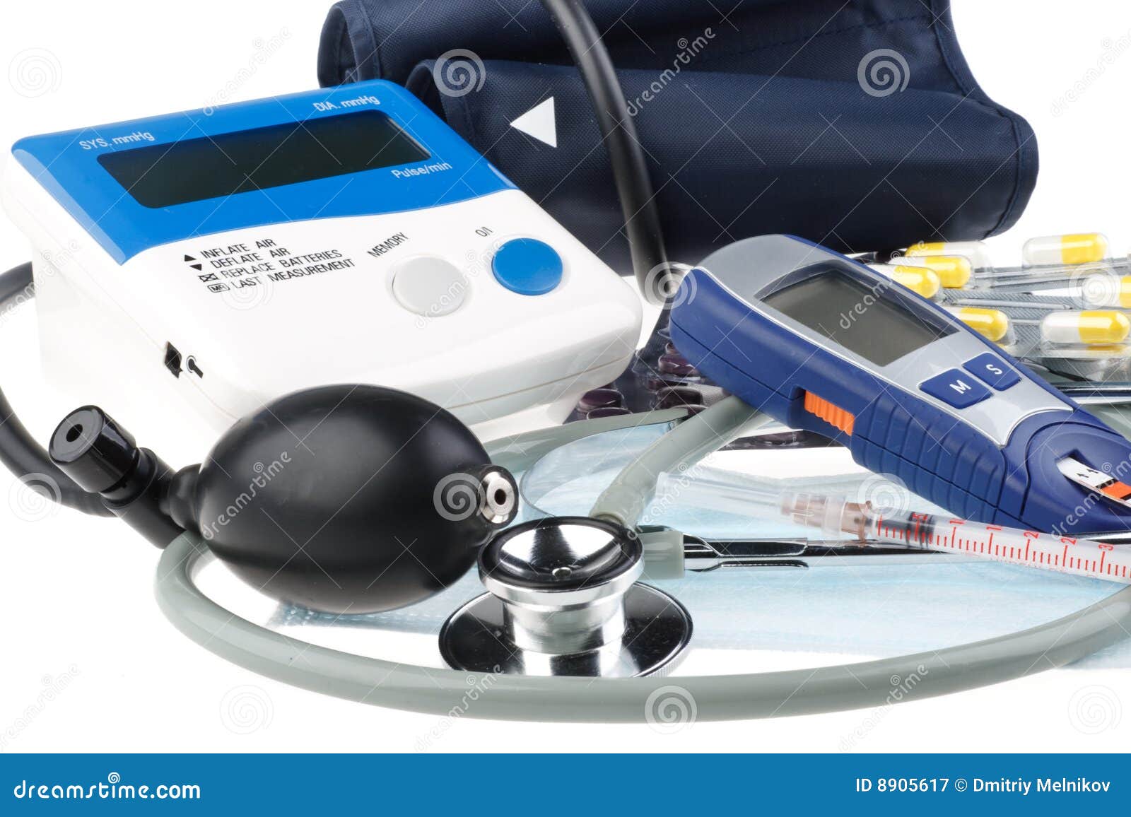 Various Colour Pills and Medical Tools Stock Image - Image of closeup ...