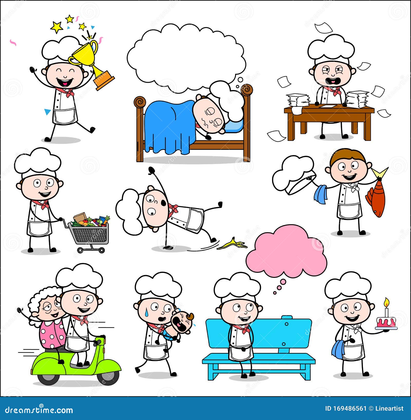 Various Comic Chef Concepts - Different Concepts Vector Illustrations ...