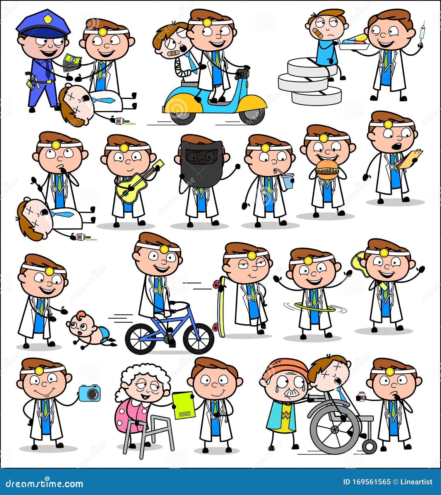 Various Comic Postman Drawing Art - Set Of Concepts Vector ...