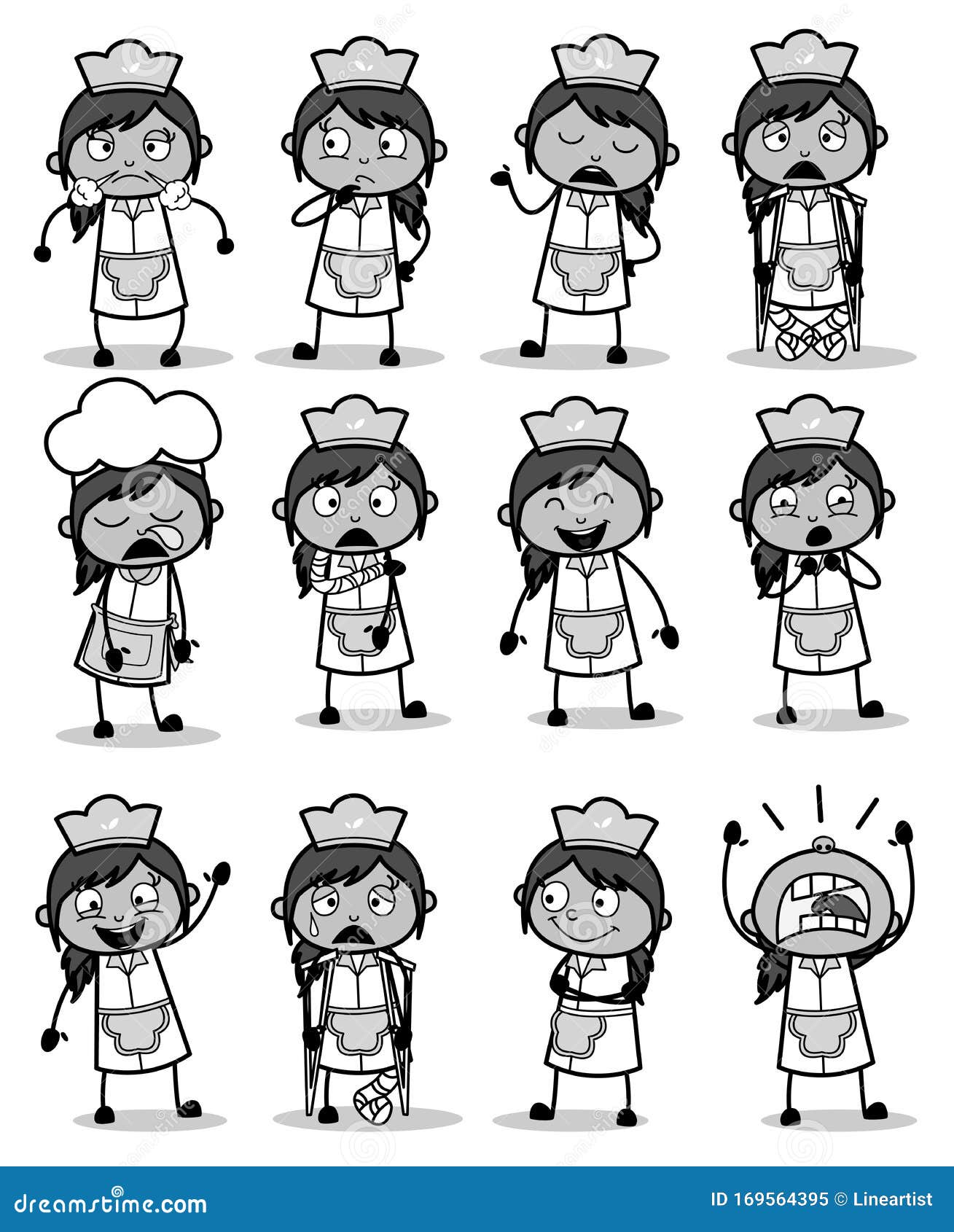 Various Comic Female Waitress Poses - Set Of Concepts Vector ... Various Comic Female Waitress Poses - Set Of Concepts Vector ...