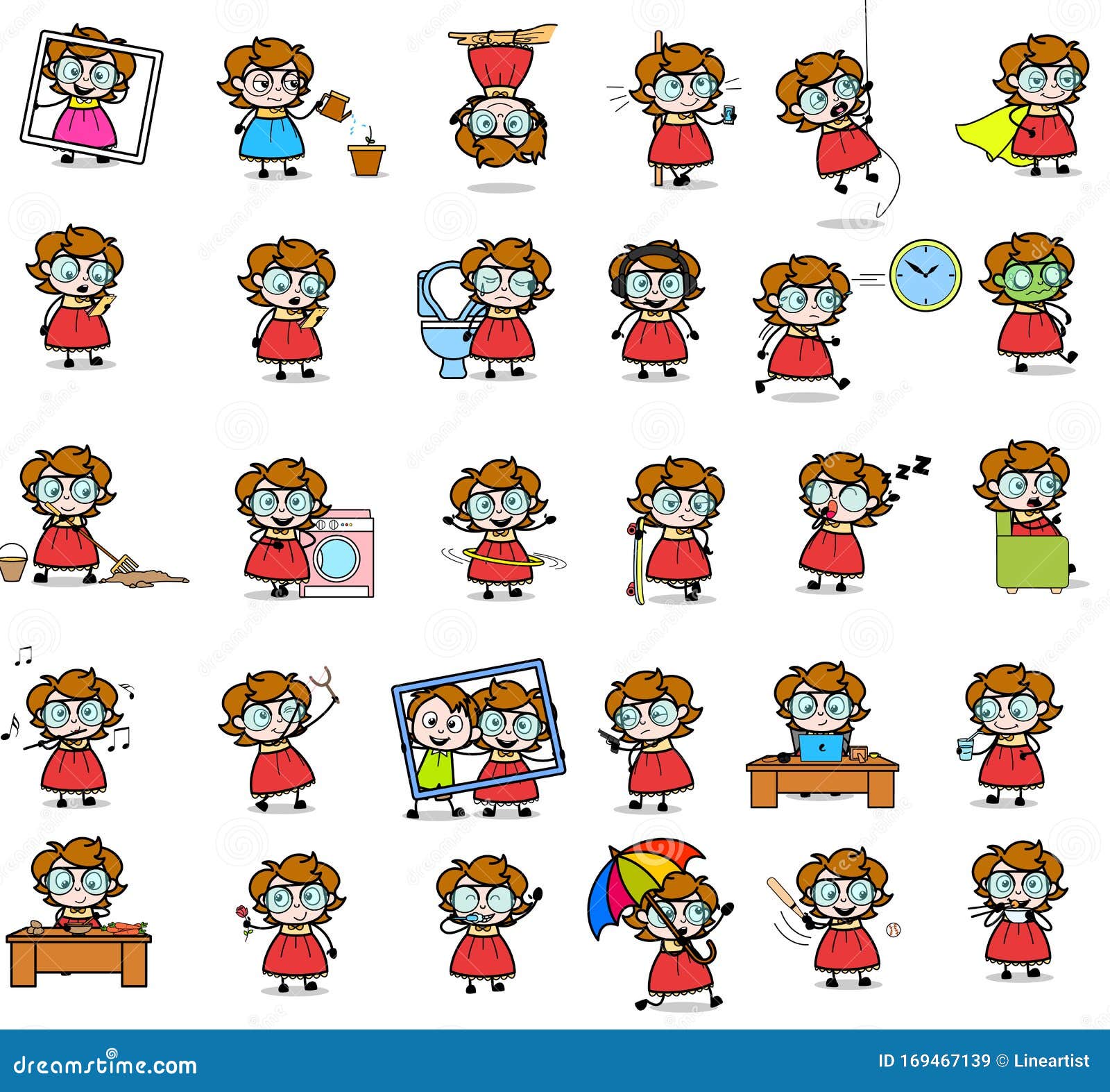 Various Comic Female Waitress Poses - Set Of Concepts Vector ... Various Comic Female Waitress Poses - Set Of Concepts Vector ...