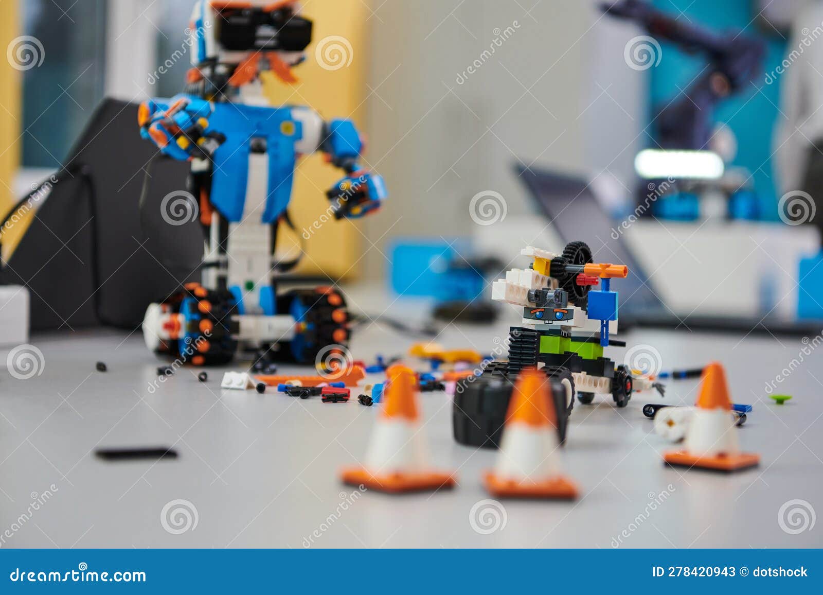 Toy Robots Prototypes Close-up Concept Automation Background Royalty ...