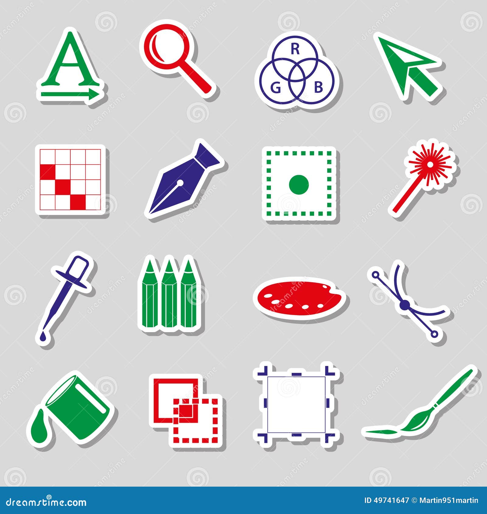 Various Computer Graphics Color Stickers Set Stock Vector ...