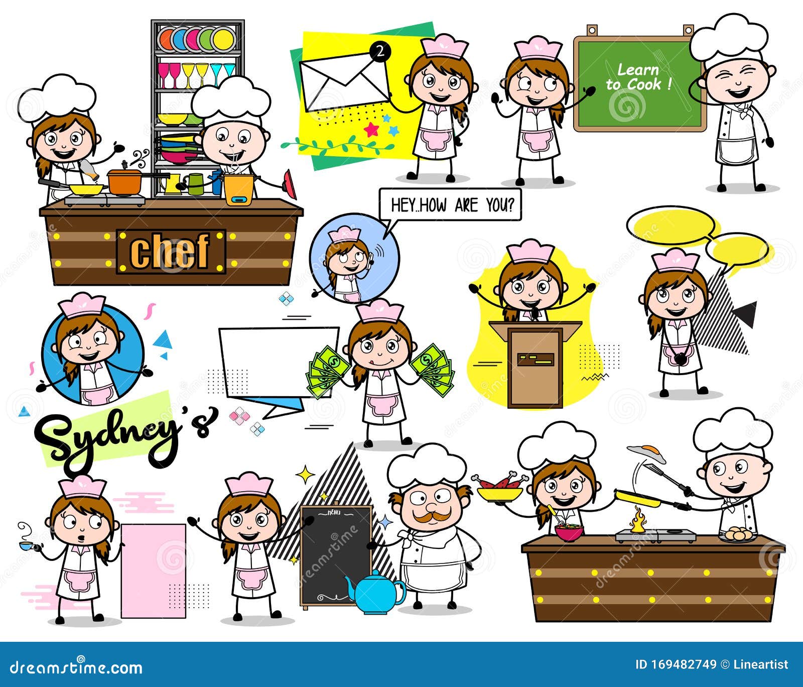 Female Waitress With Mask Vector Design | CartoonDealer.com #185230637