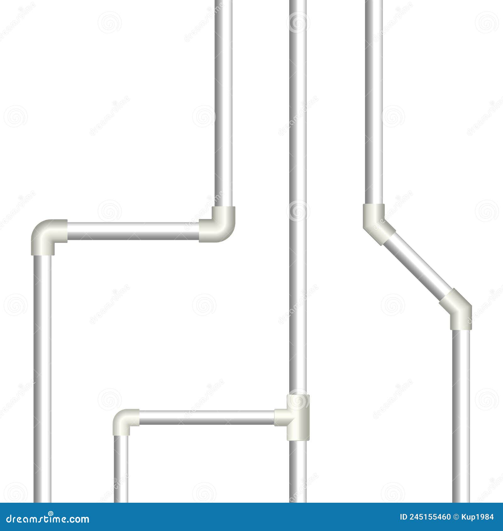 Various Connections of Plastic Pipes. Front View, Vector Illustration ...