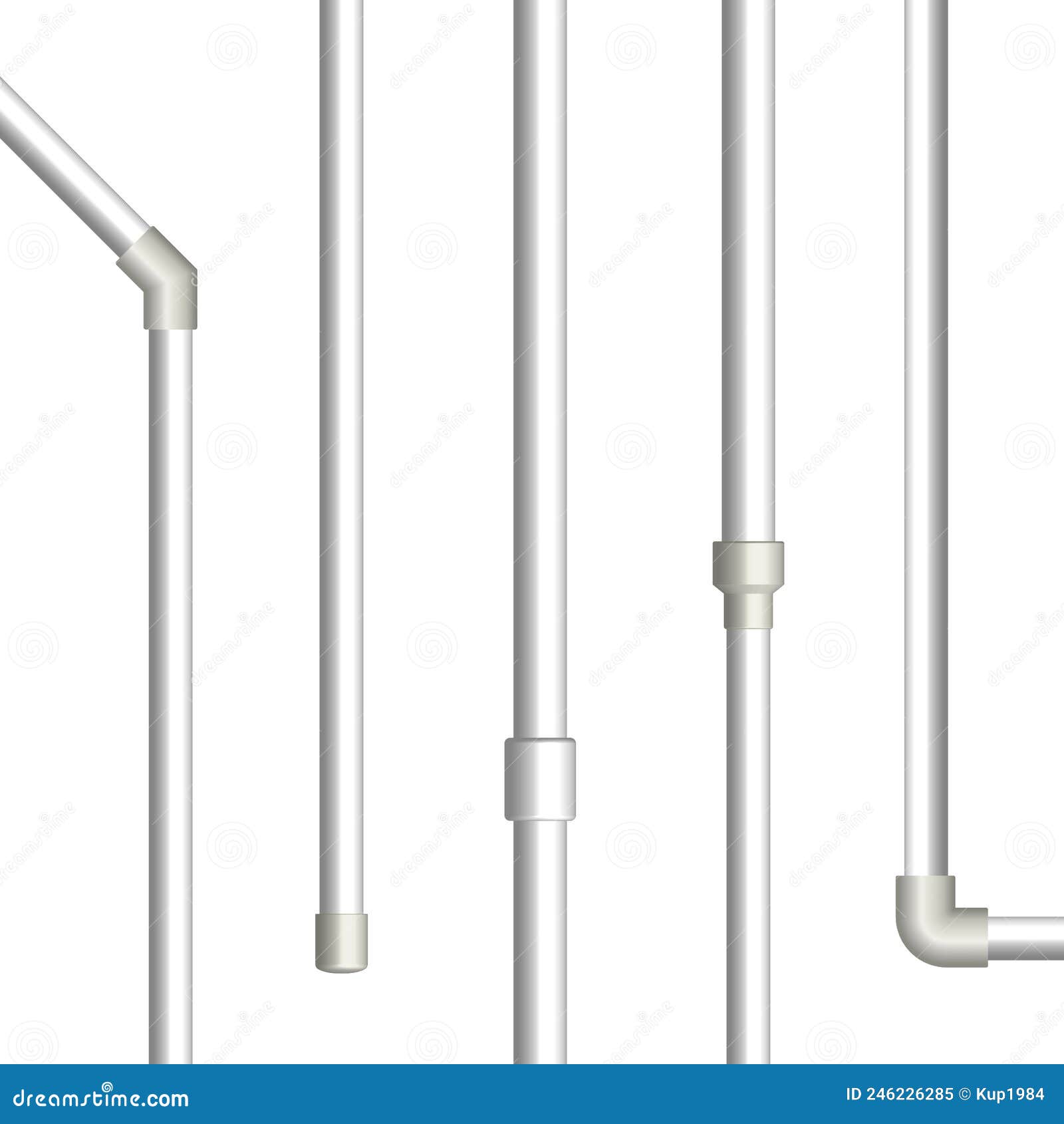 Various Connections of Plastic Pipes. Front View, Vector Illustration ...