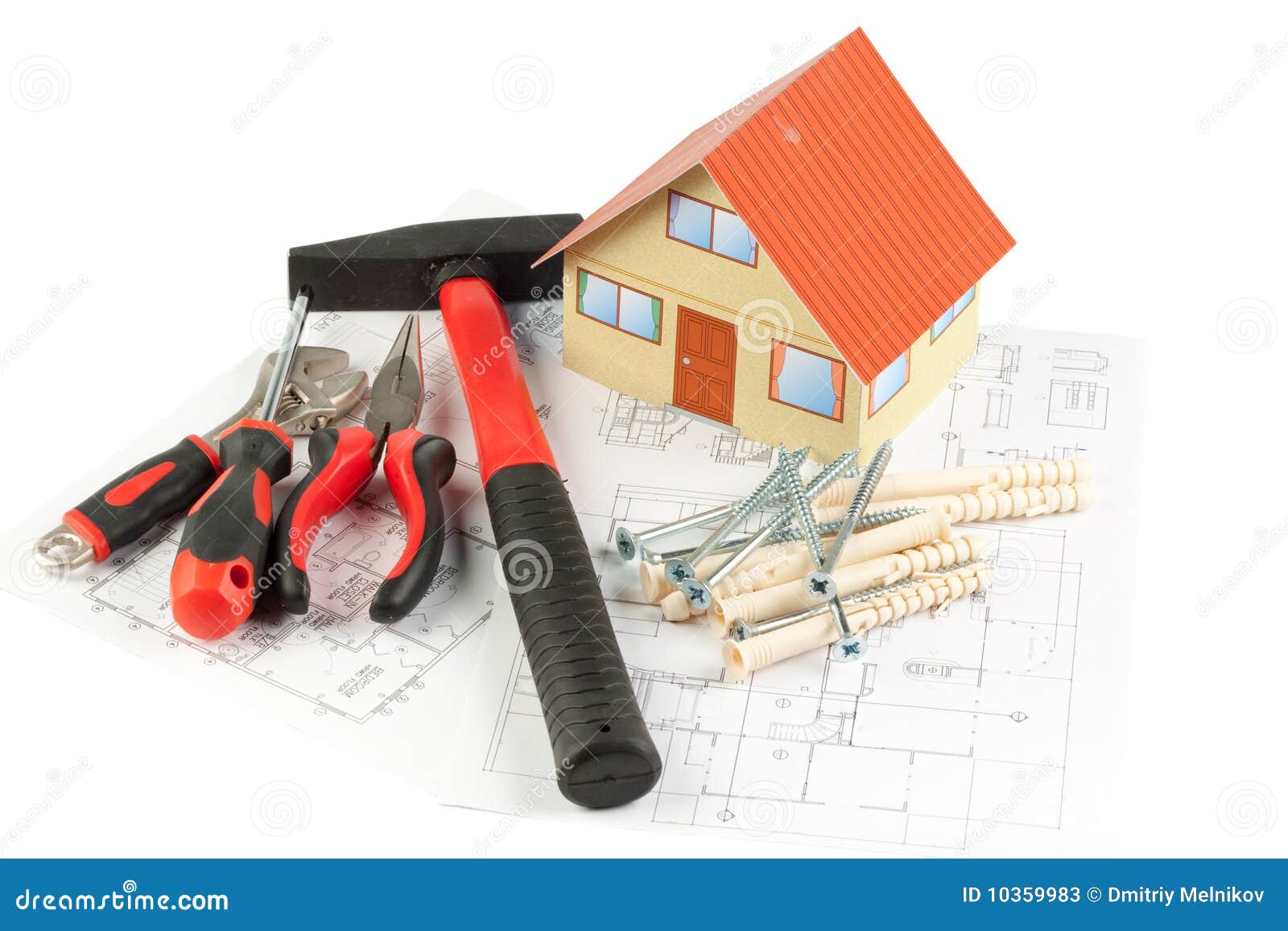 Various construction tools stock image. Image of blueprint - 10359983