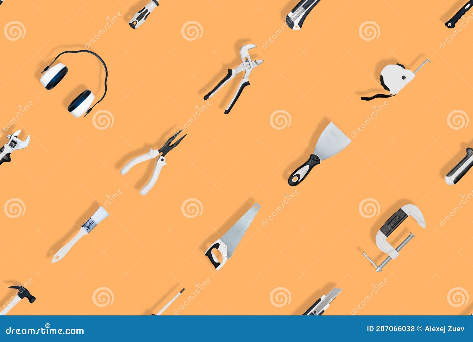 Various Construction Tools on a Bright Background.Tools Seamless ...
