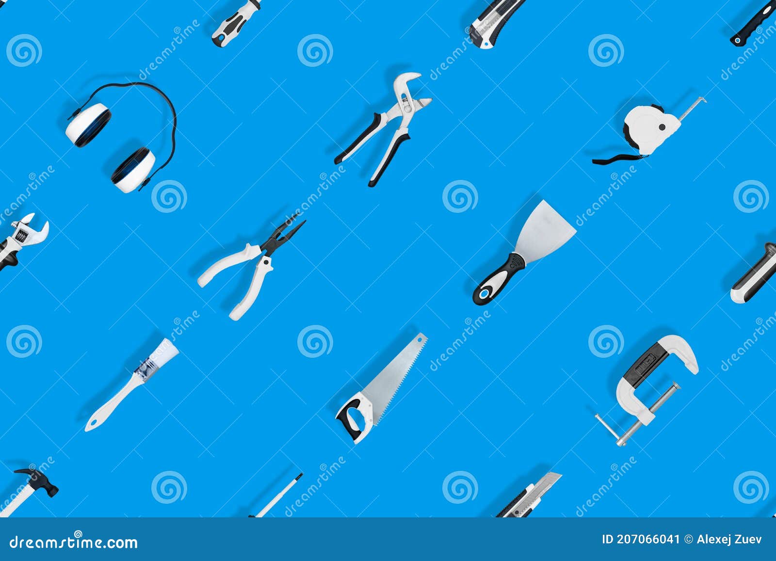 Various Construction Tools on a Bright Background.Tools Seamless ...