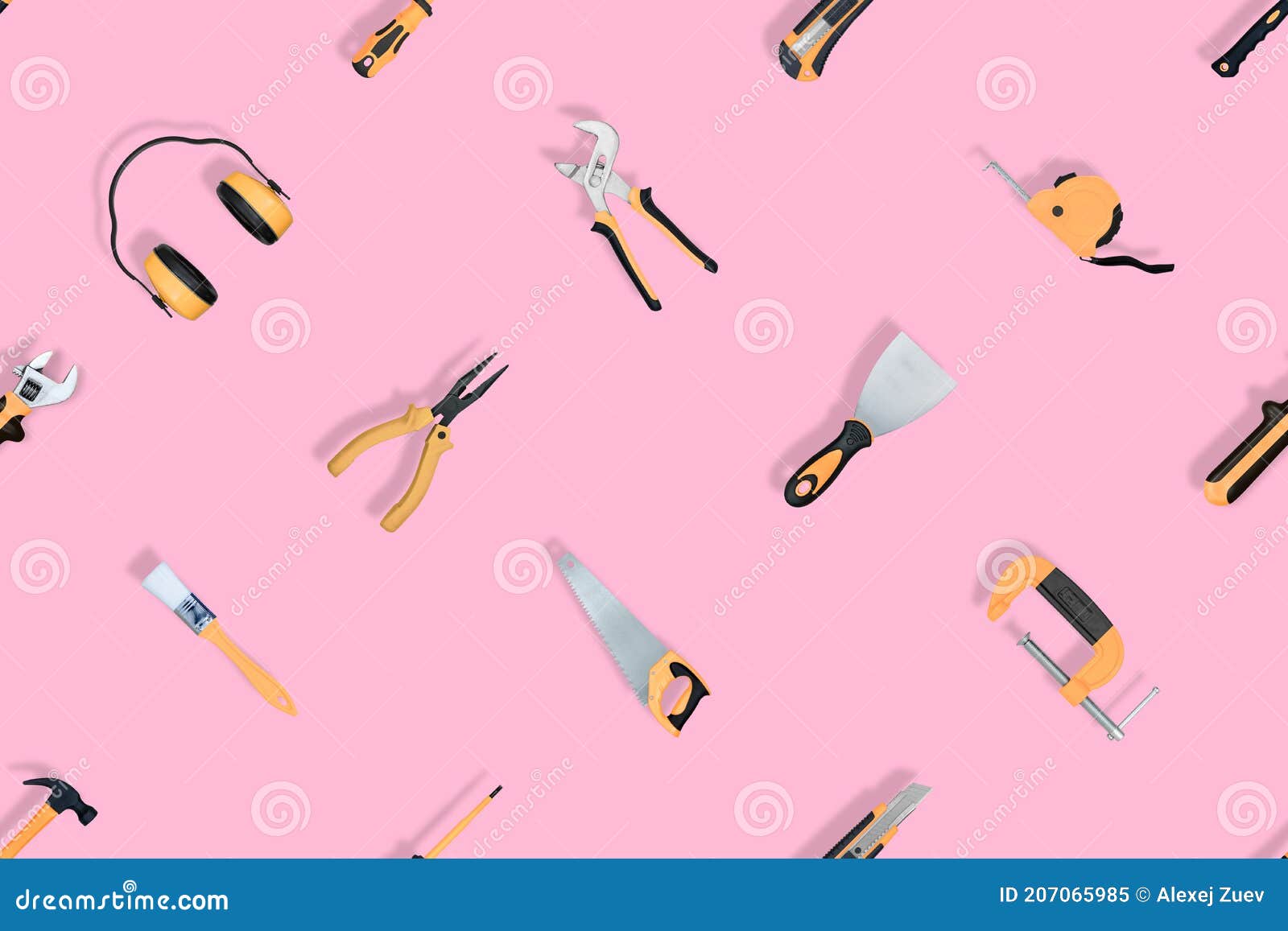 Various Construction Tools on an Isolated Background. Stock Image ...