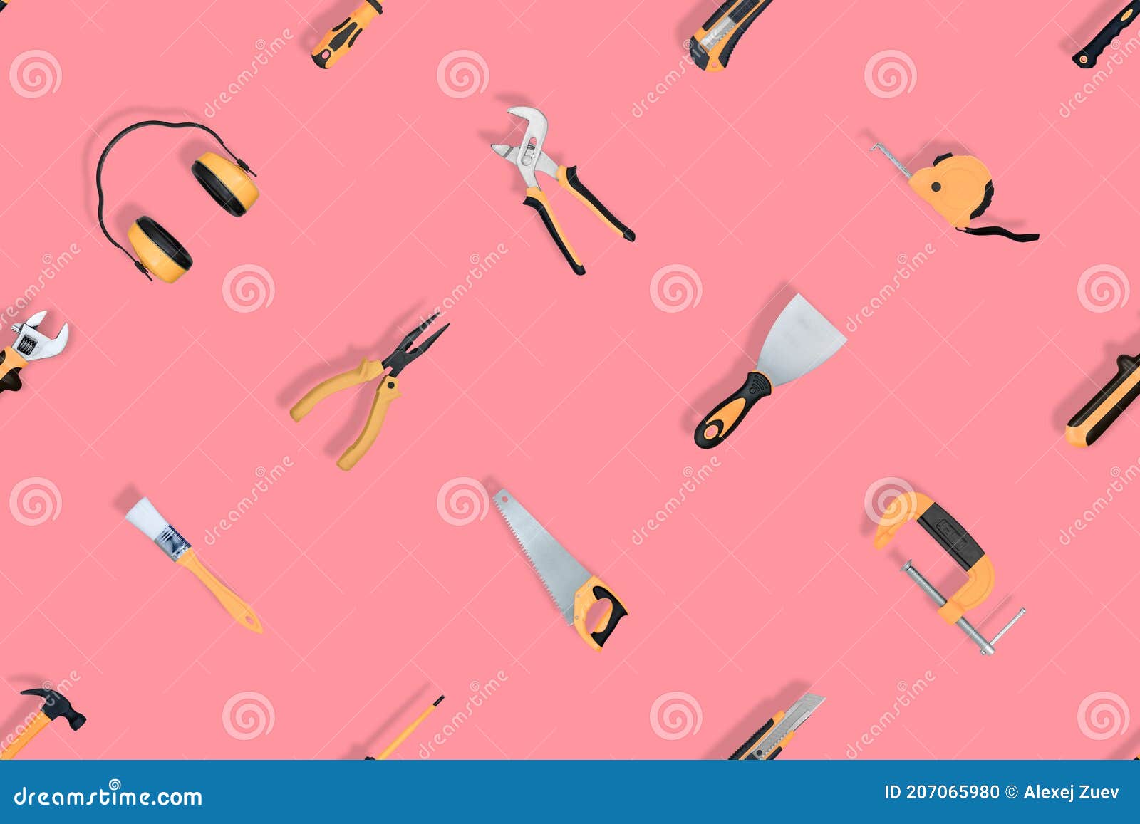 Various Construction Tools on a Red Background. Stock Illustration ...